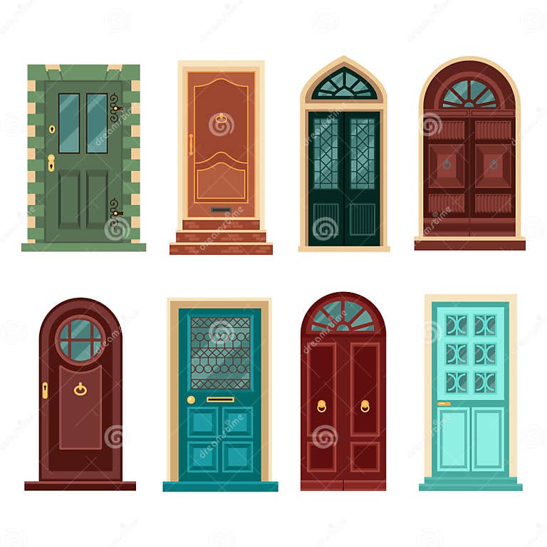 Set of Vintage Doors stock vector. Illustration of enter - 66679737