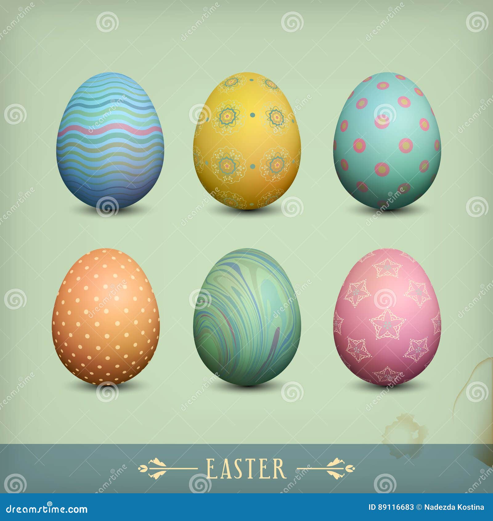 Set of Vintage Easter Eggs stock vector. Illustration of icon - 89116683