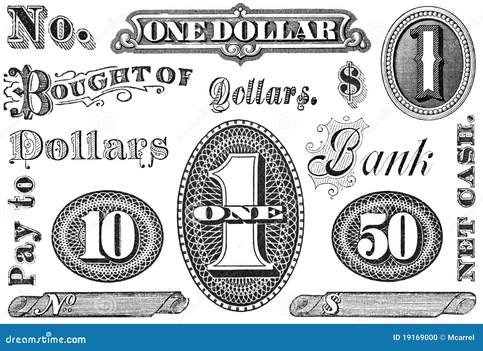 Set of Vintage Financial Grpahic Elements Stock Illustration ...