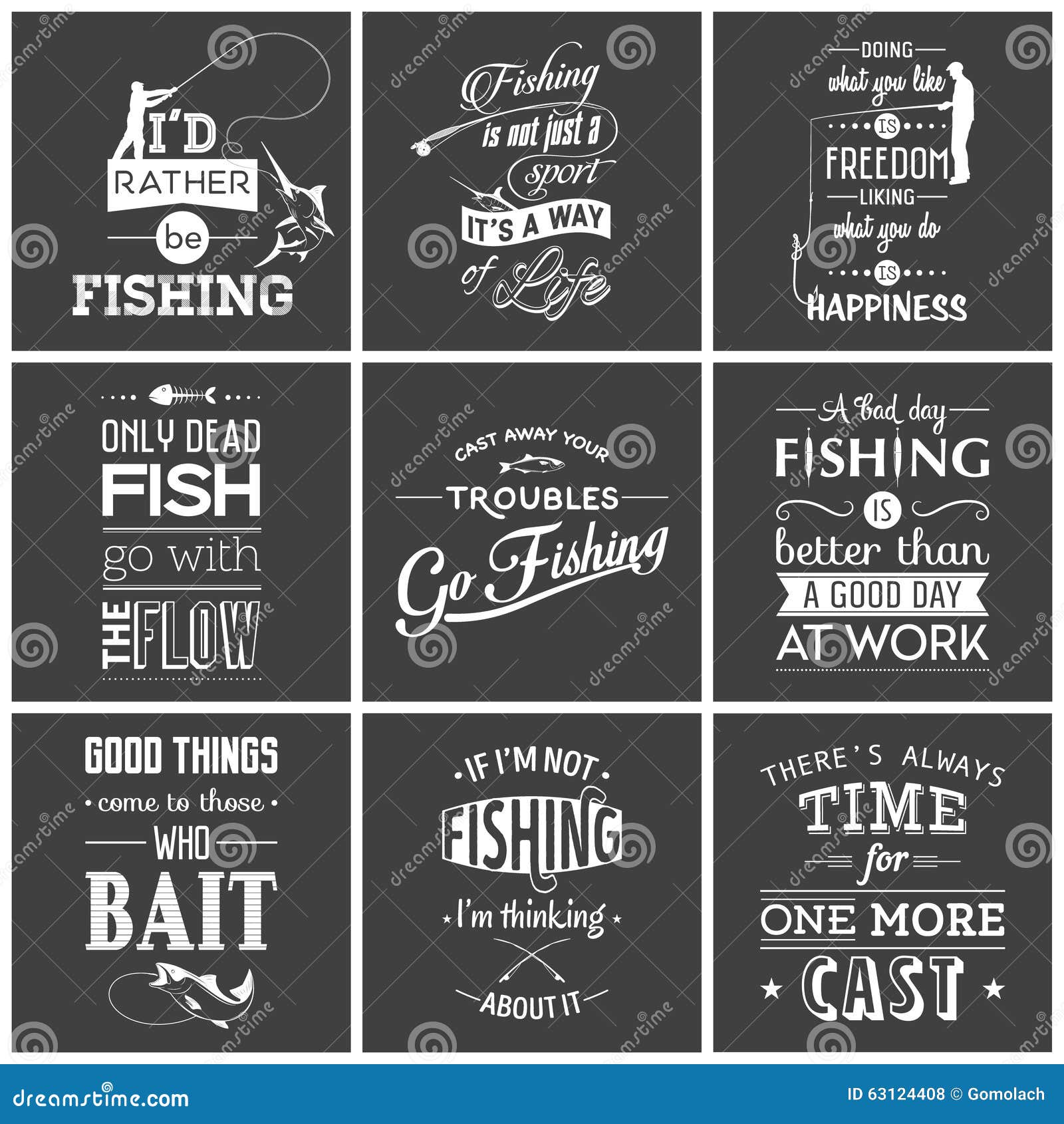 Fishing Quotes Typography Design SVG Printable Design Cartoon Vector ...