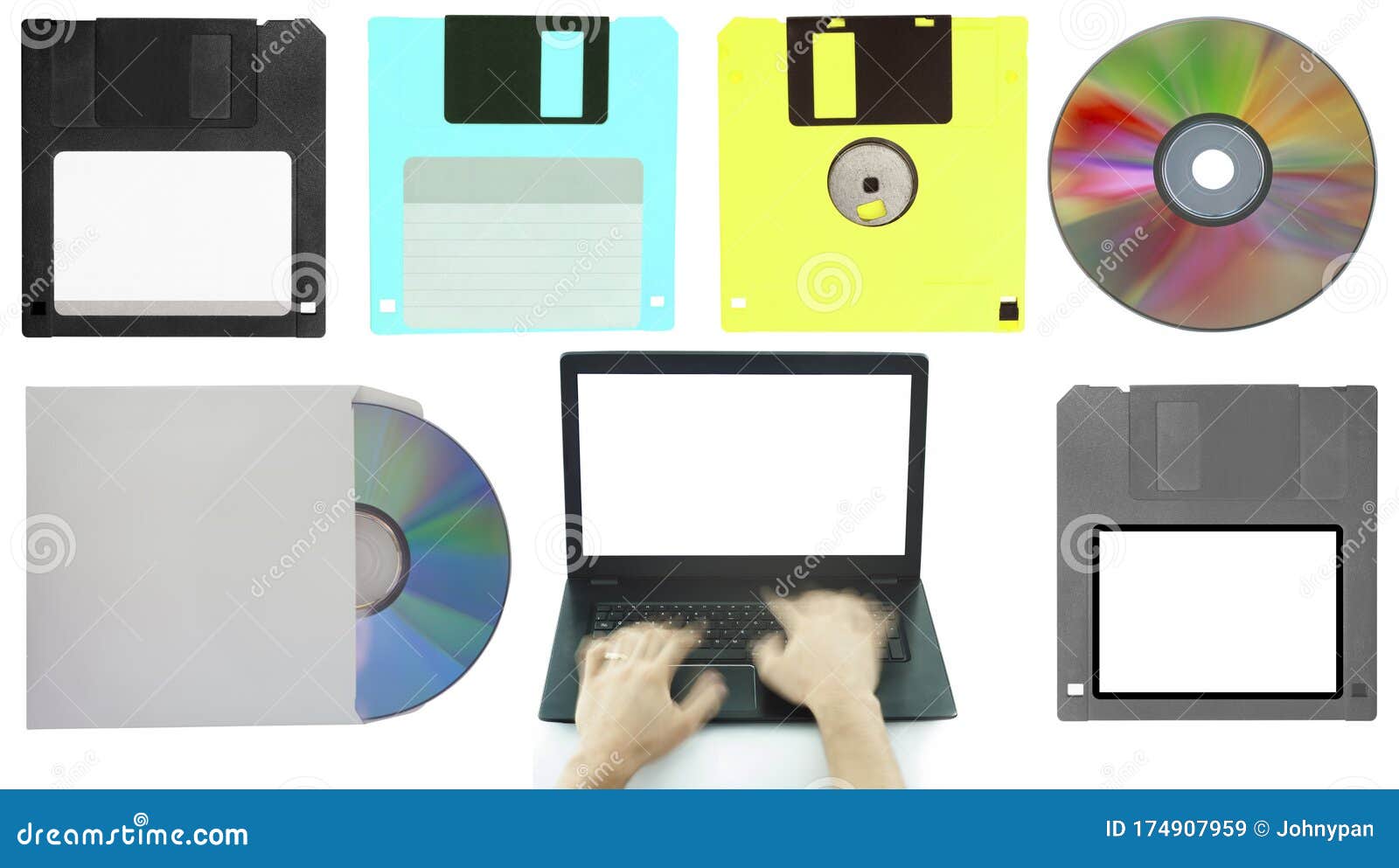 Set of Vintage Floppy Disk and Cd for Computer Stock Image - Image of ...