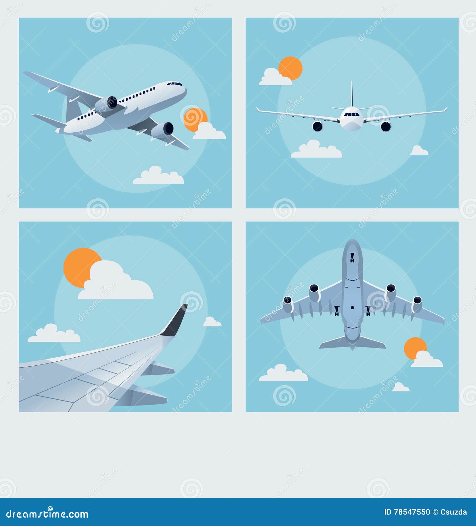 Set of Vintage Flying Poster Stock Vector - Illustration of tour ...