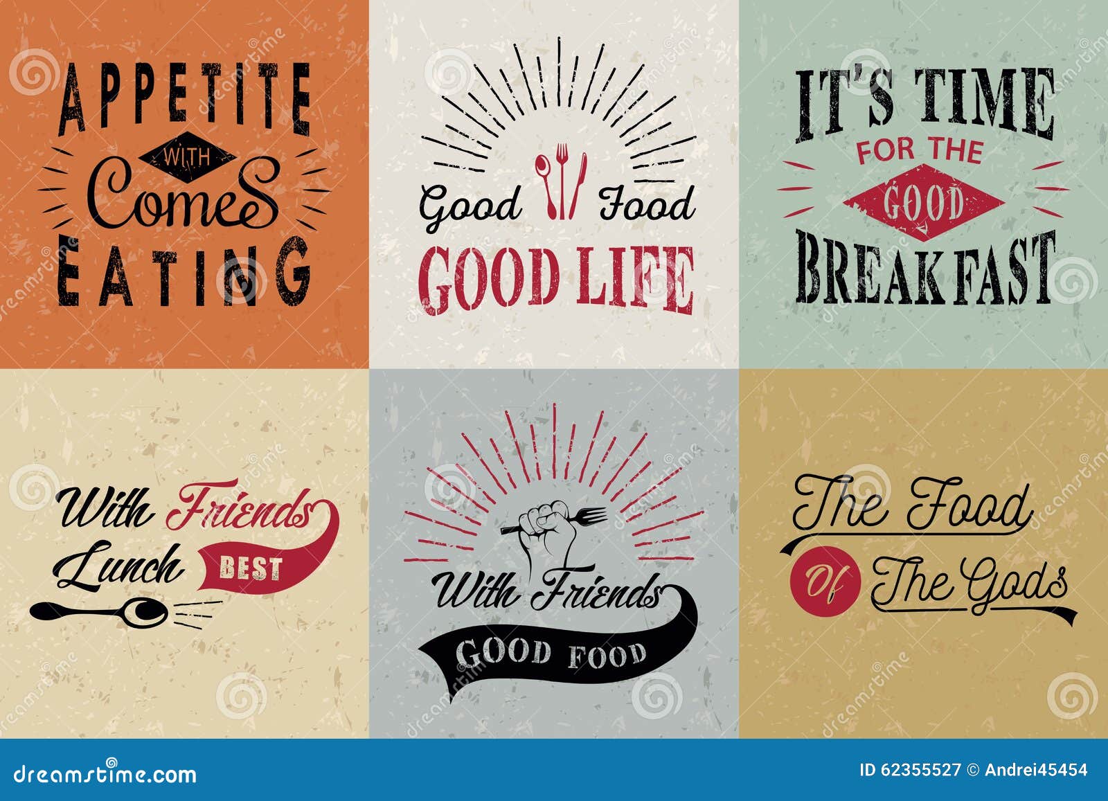 Set of Vintage Food Typographic Quotes Stock Illustration ...