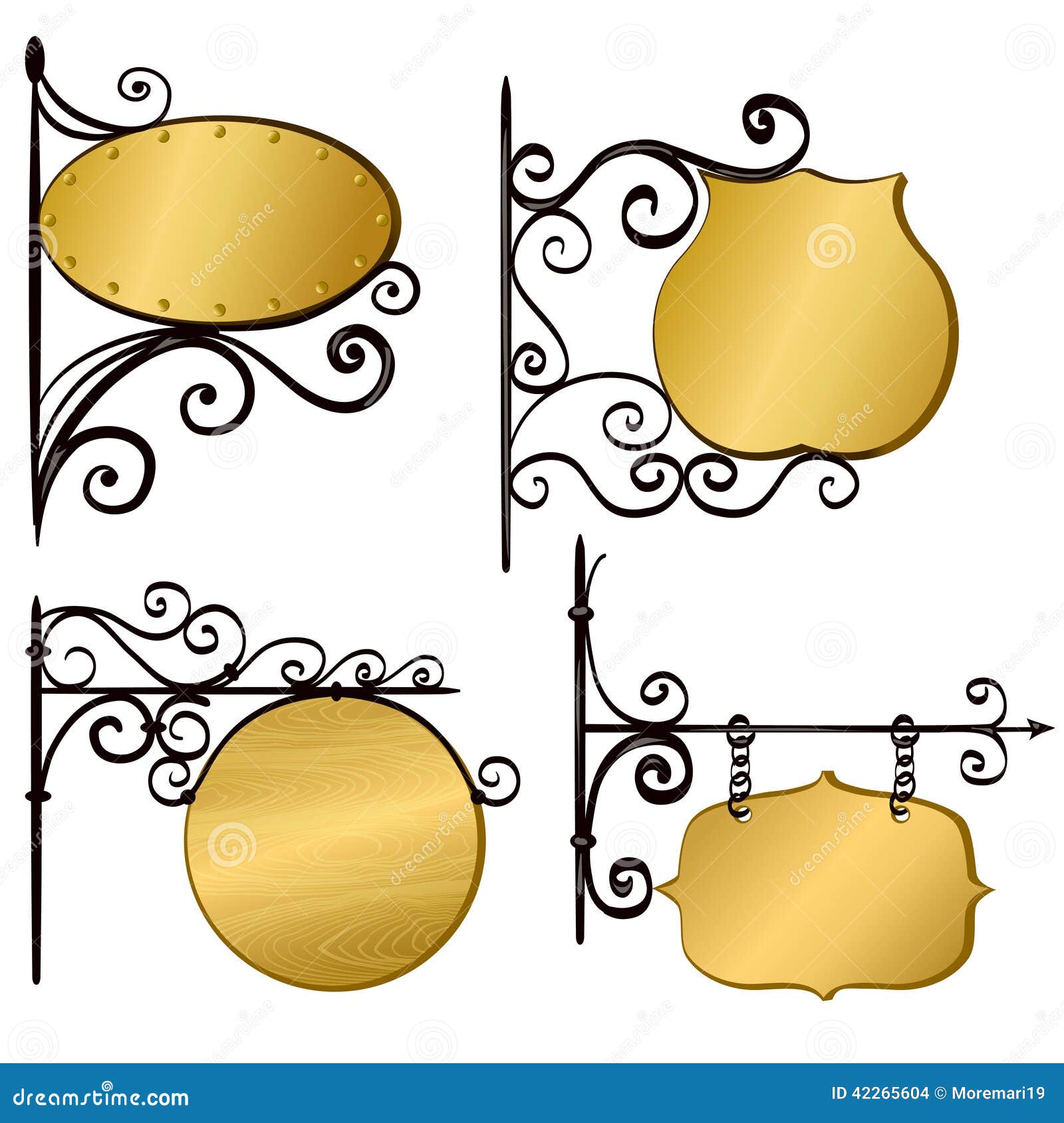 Vintage Forged Lamppost Isolated On White Background Cartoon Vector ...