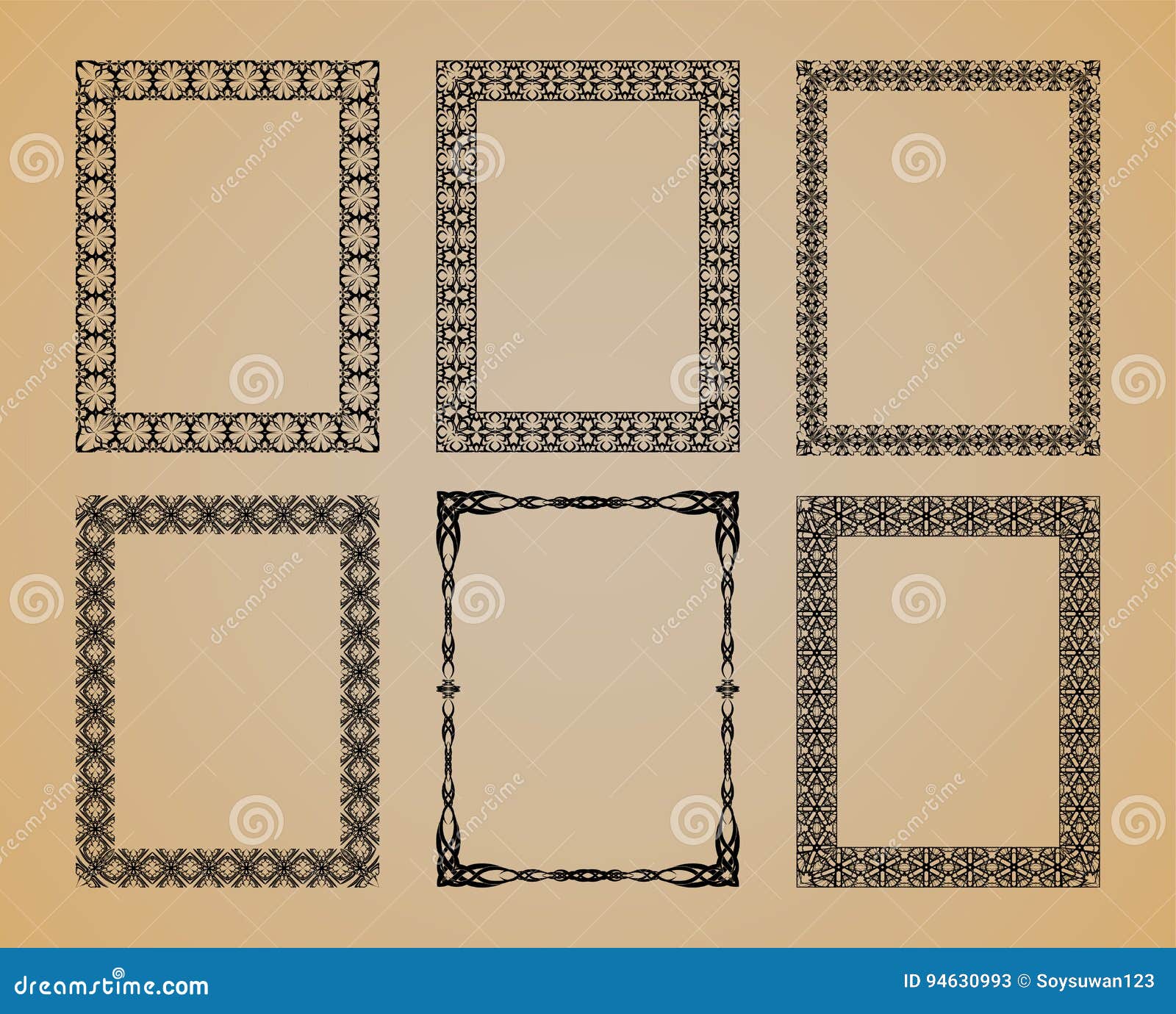Set of vintage frame. stock vector. Illustration of graphic - 94630993