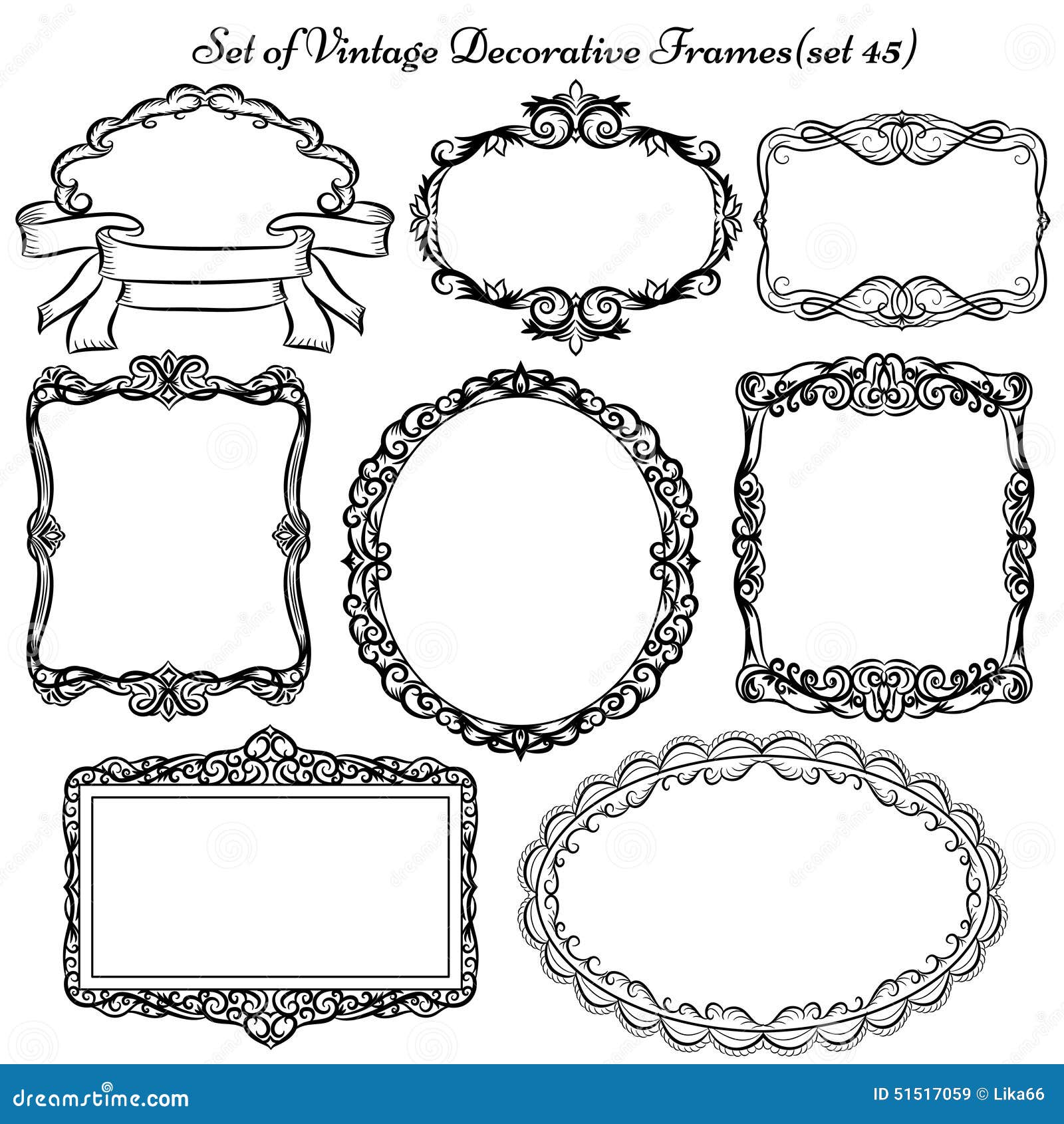 Set of Vintage Frames and Borders Stock Vector - Illustration of canvas ...
