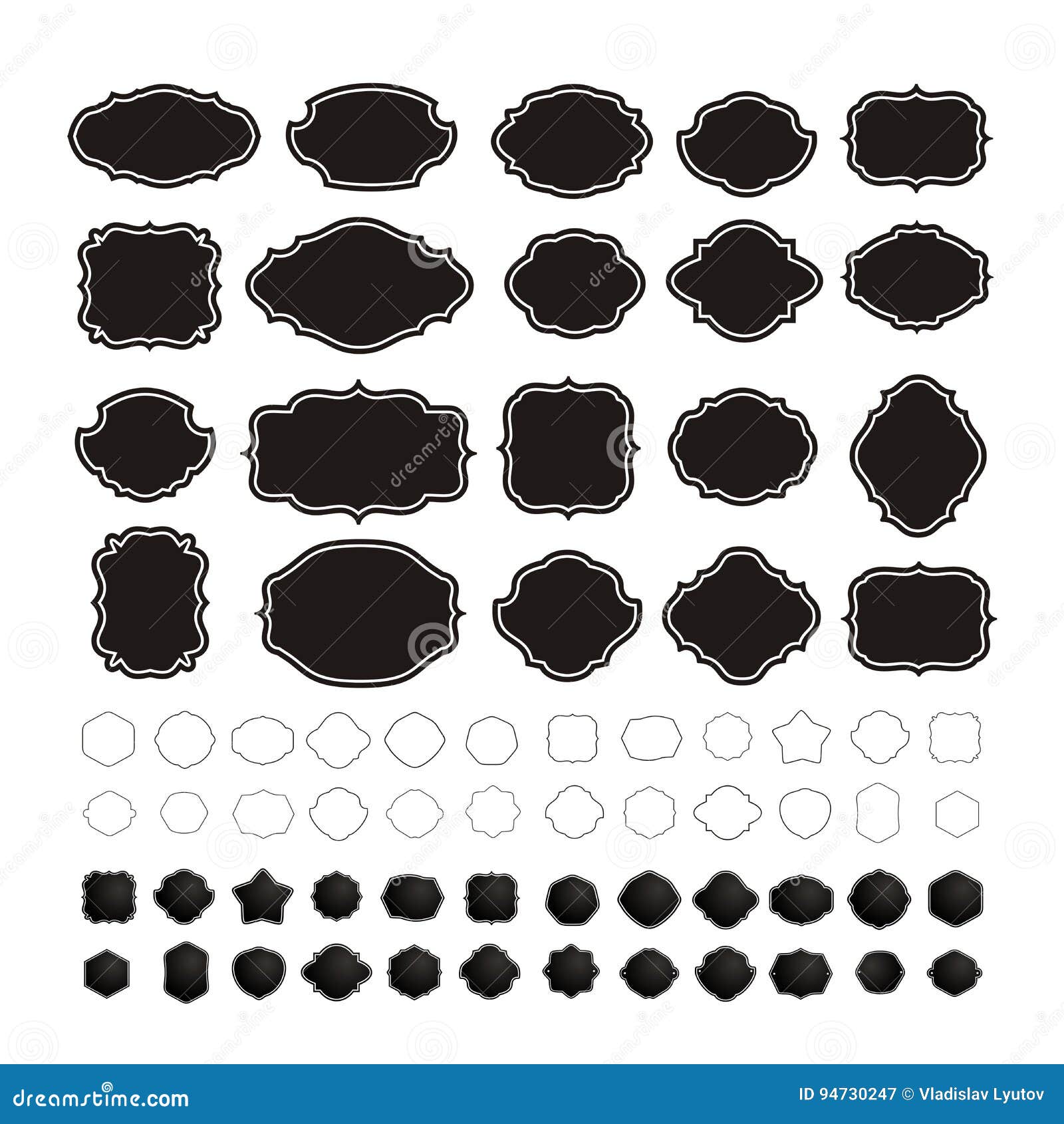 Set of Vintage Frames for Emblems, Labels, Insignia. Stock Vector ...