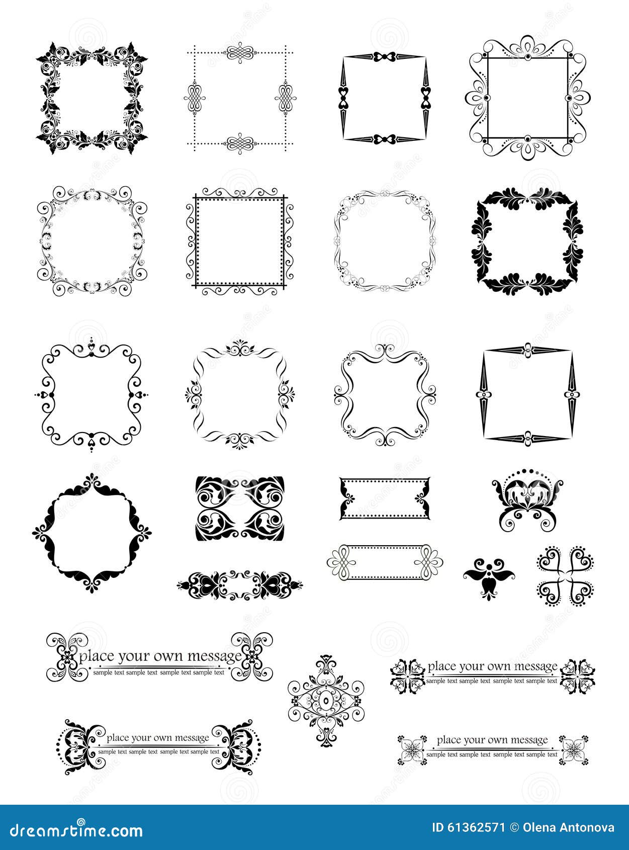 Set of Vintage Frames and Headers Stock Vector - Illustration of ...