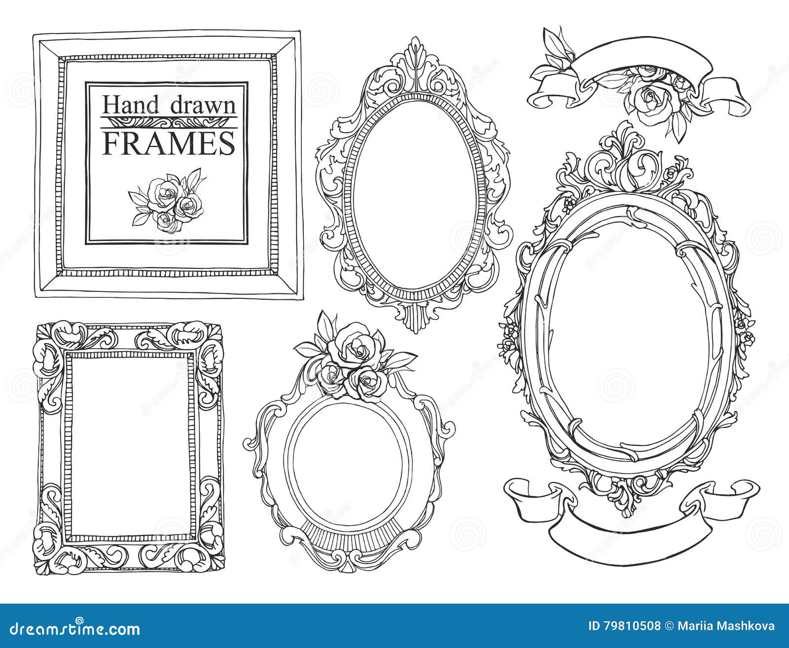 Set of vintage frames. stock vector. Illustration of retro - 79810508