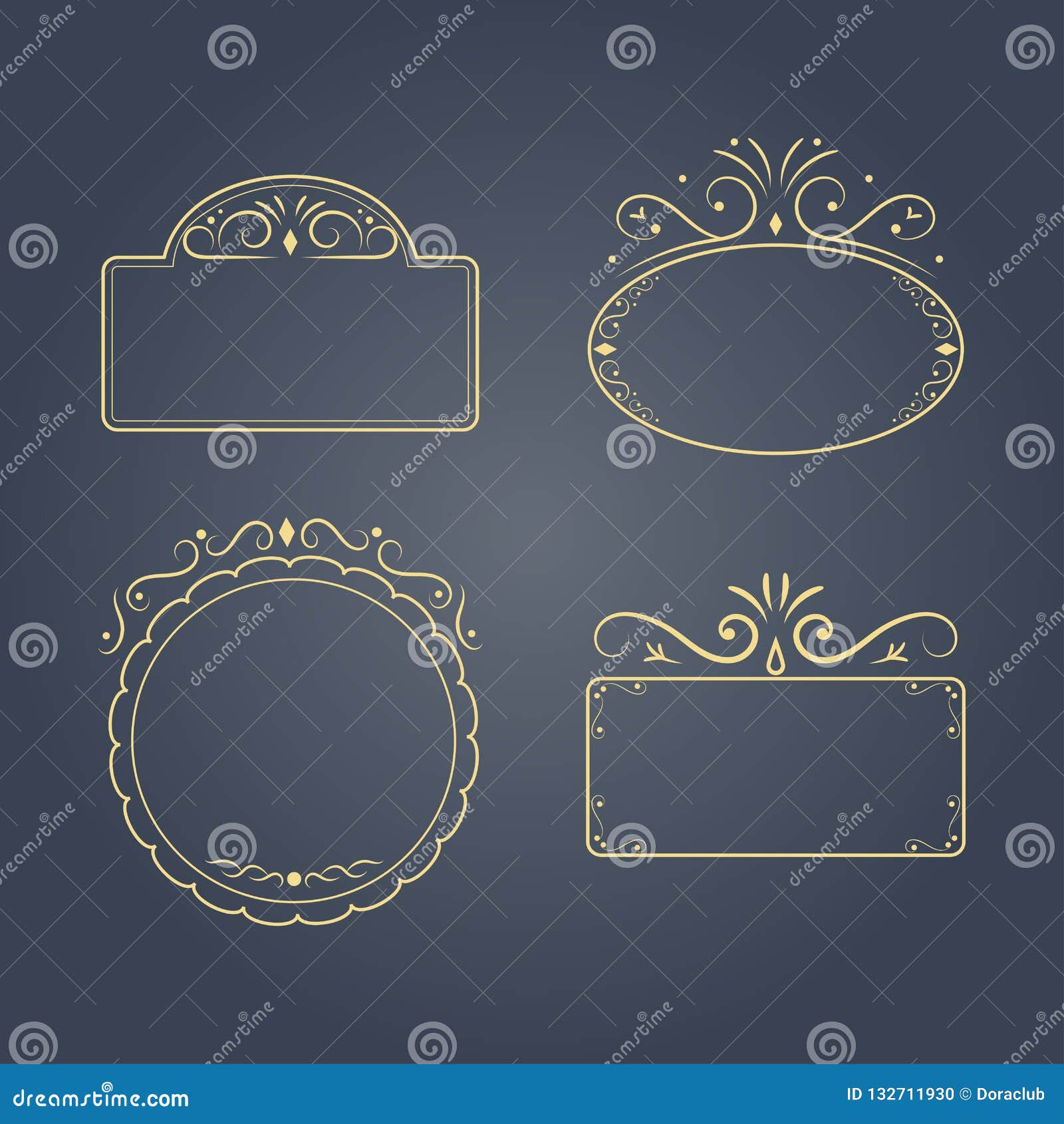 Set of vintage frames. stock vector. Illustration of royal - 132711930
