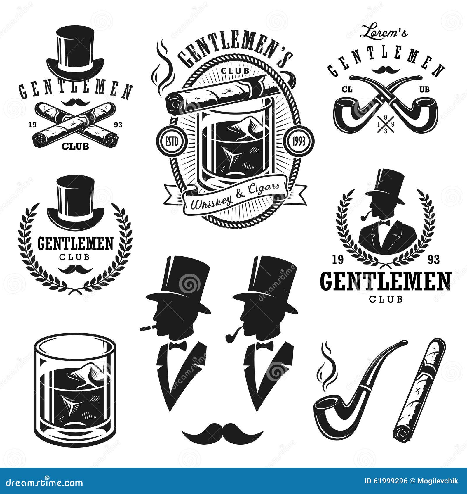 Set of Vintage Gentlemen Emblems and Elements Stock Vector ...