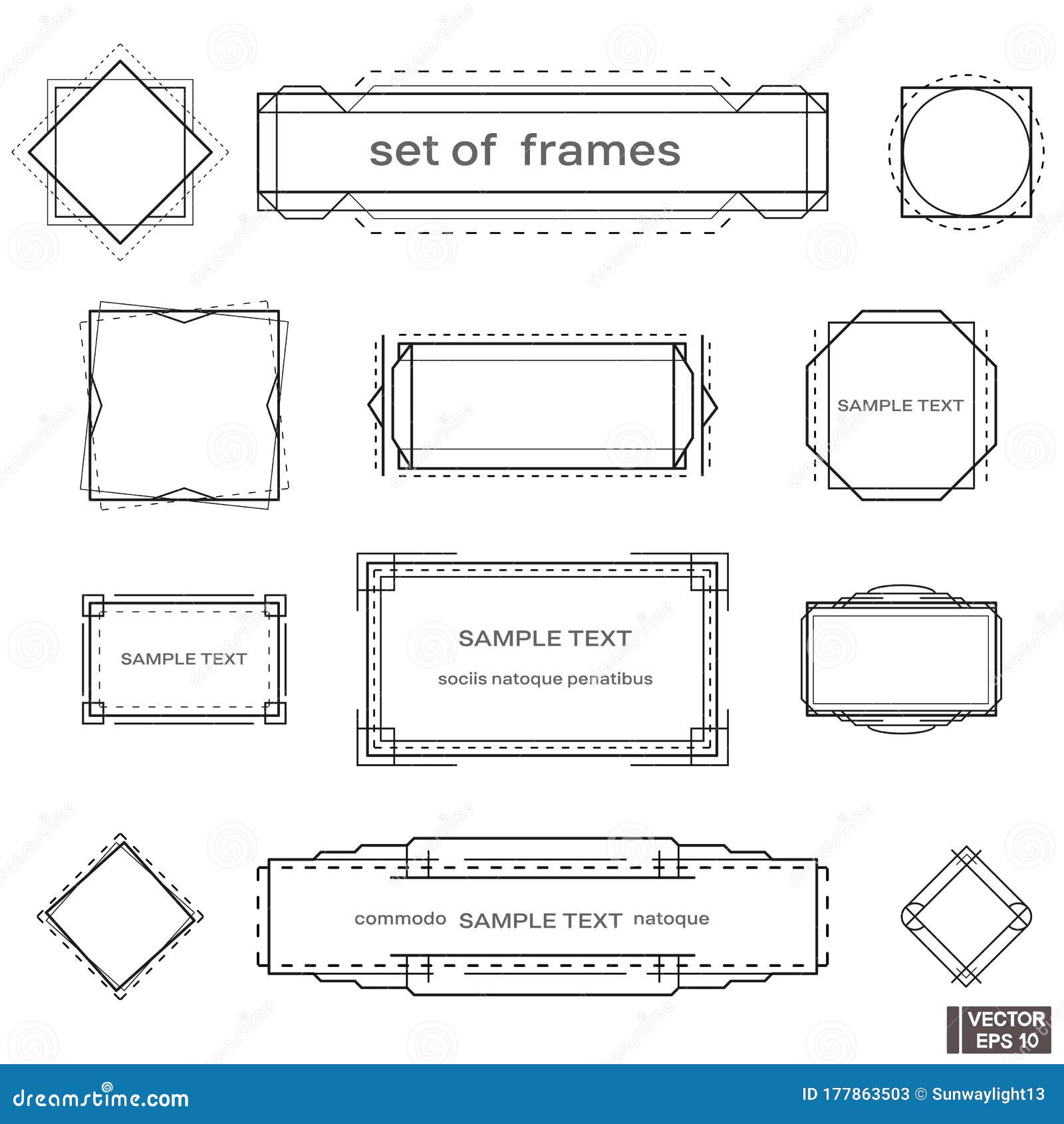 Set of Vintage Geometric Frame. Design Elements with Frame Corner Badge ...