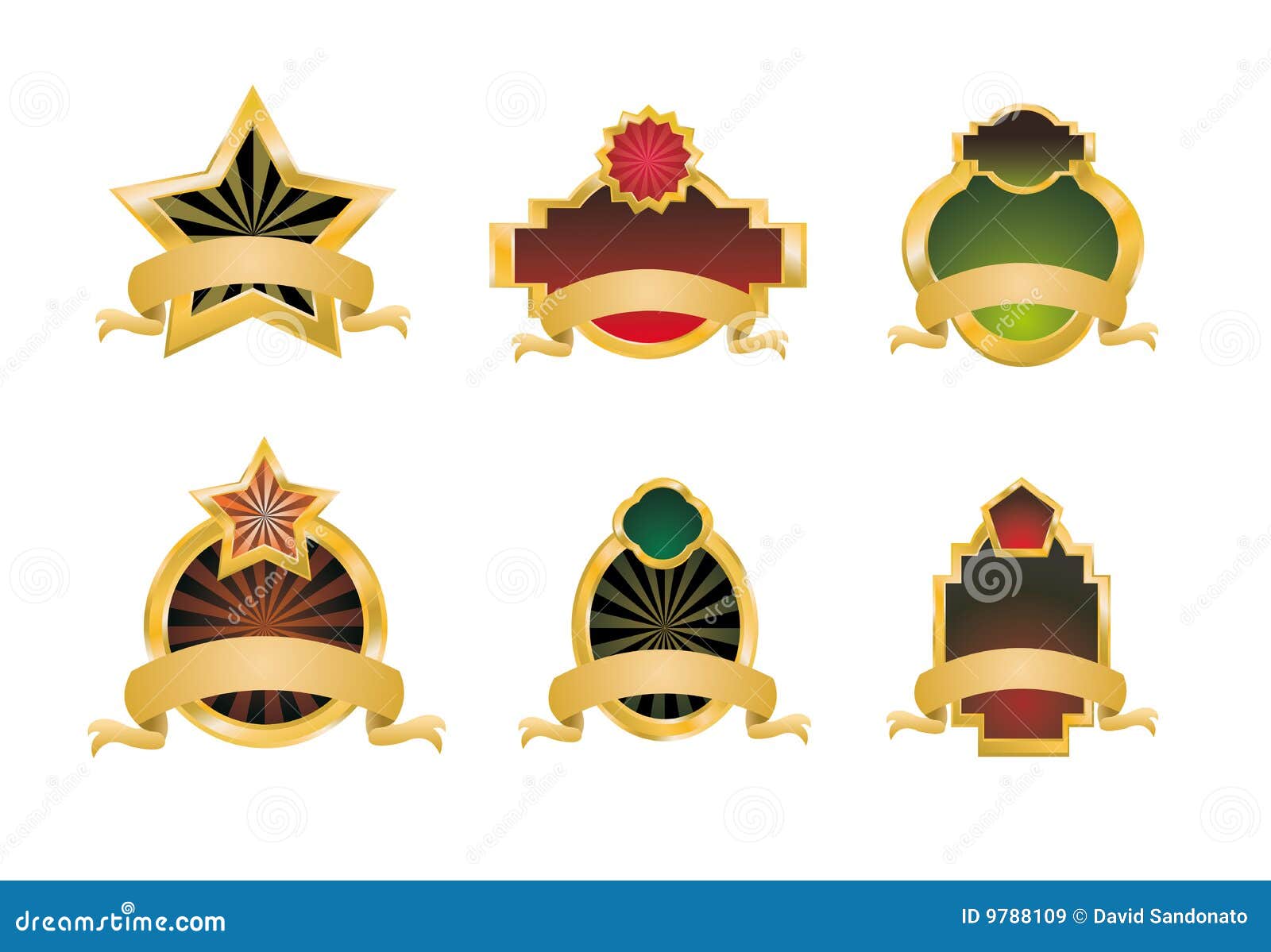 Set of Vintage Gold Emblems Stock Vector - Illustration of place, green ...