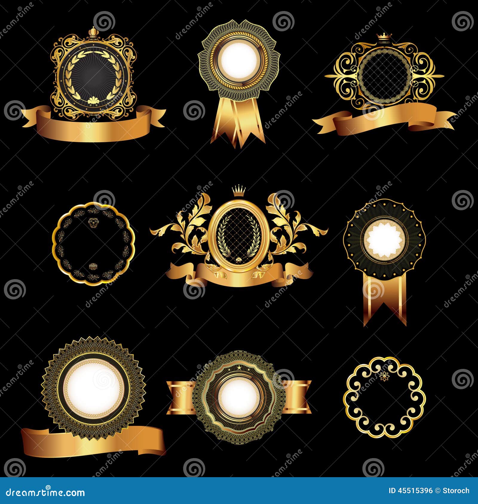 Set of Vintage Gold-framed Labels. Stock Vector - Illustration of ...