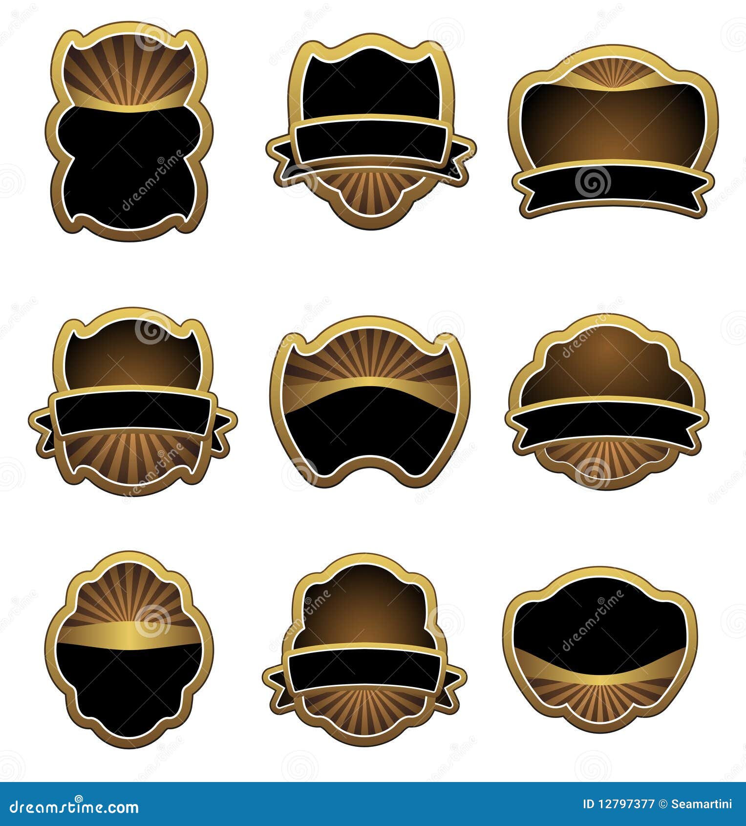 Set of vintage gold labels stock vector. Illustration of elegance ...