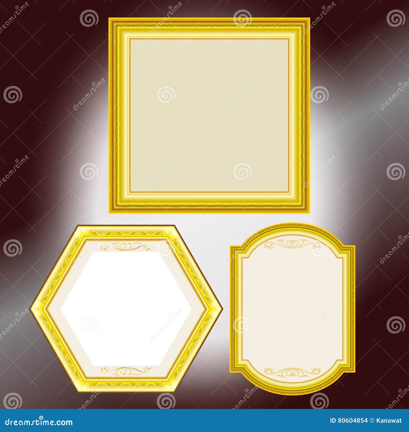Set Vintage Gold Picture Frames Design Vector Illustration Stock Vector ...