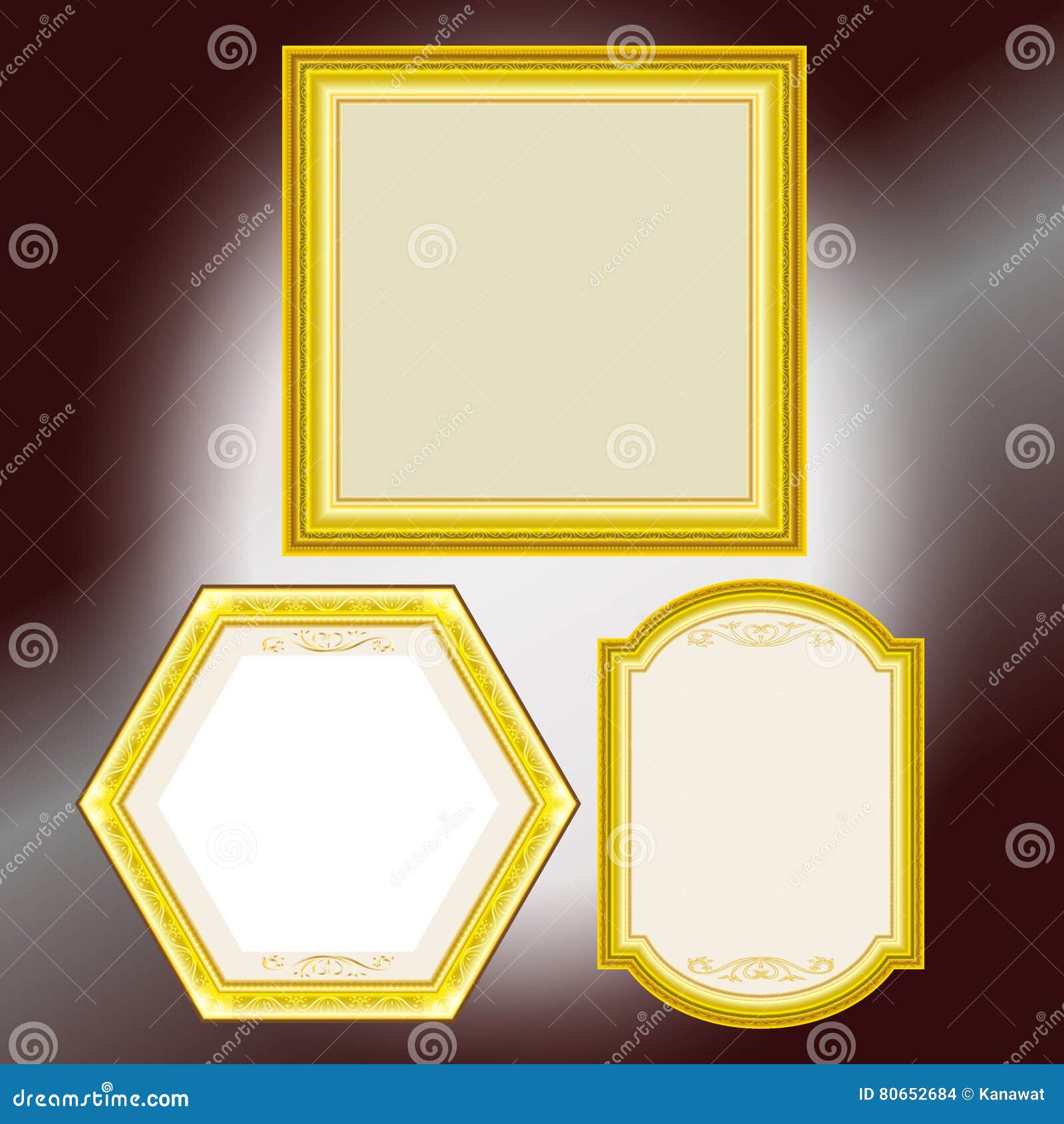 Set Vintage Gold Picture Frames Design Vector Illustration Stock Vector ...