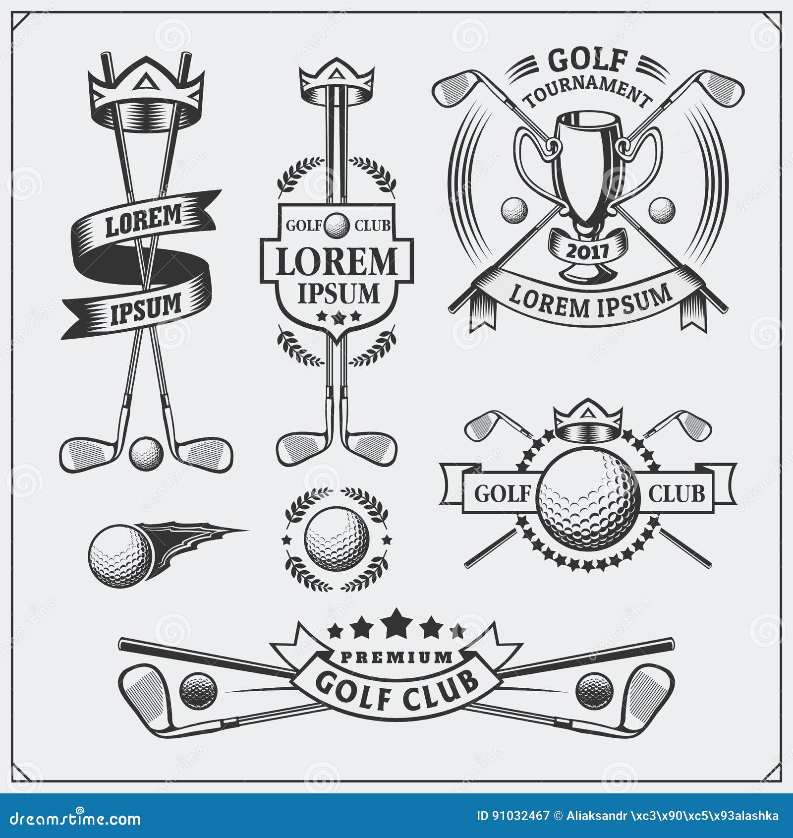 Set of Vintage Golf Labels, Badges, Emblems and Design Elements. Stock ...