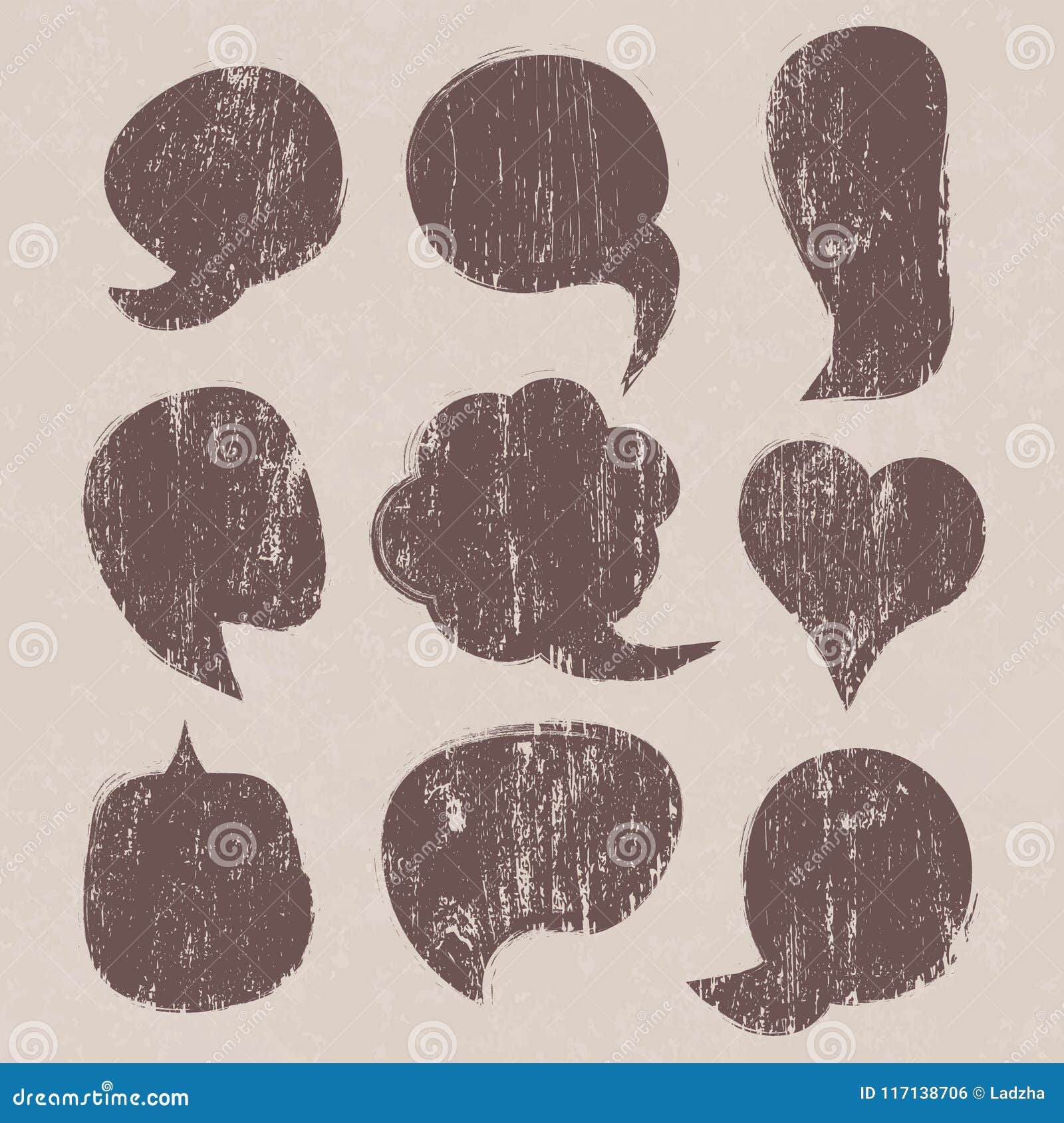 Set of Vintage Grunge Retro Speech Bubbles Stock Vector - Illustration ...