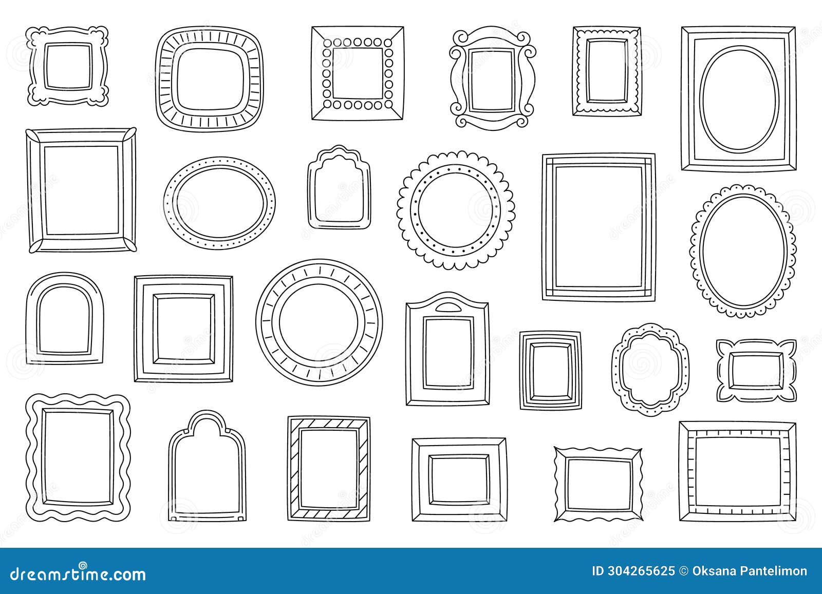 Set of Vintage Hand Drawn Frames and Borders Stock Illustration ...