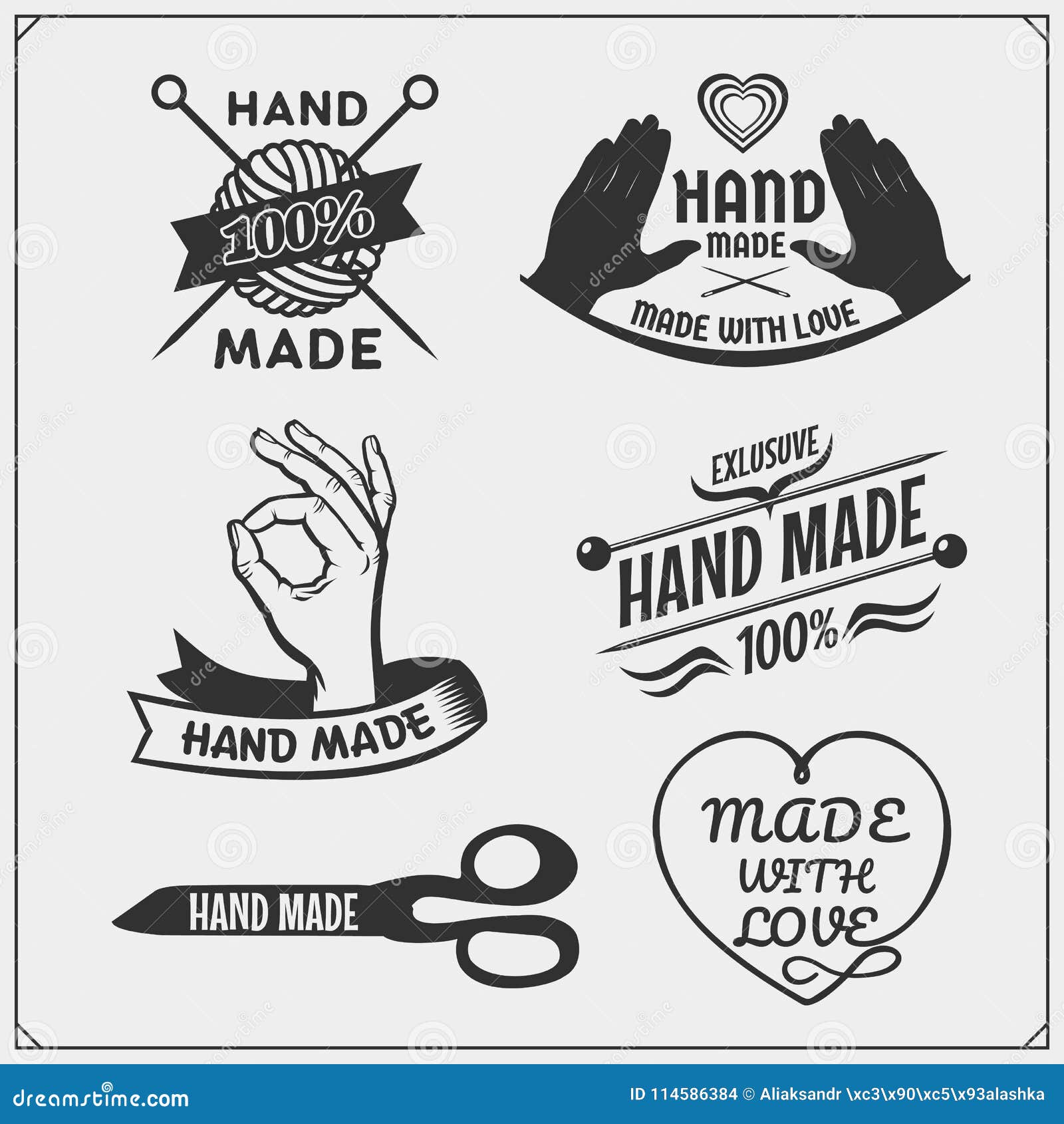 Set of Vintage Hand Made Labels, Badges, Emblems and Design Elements ...