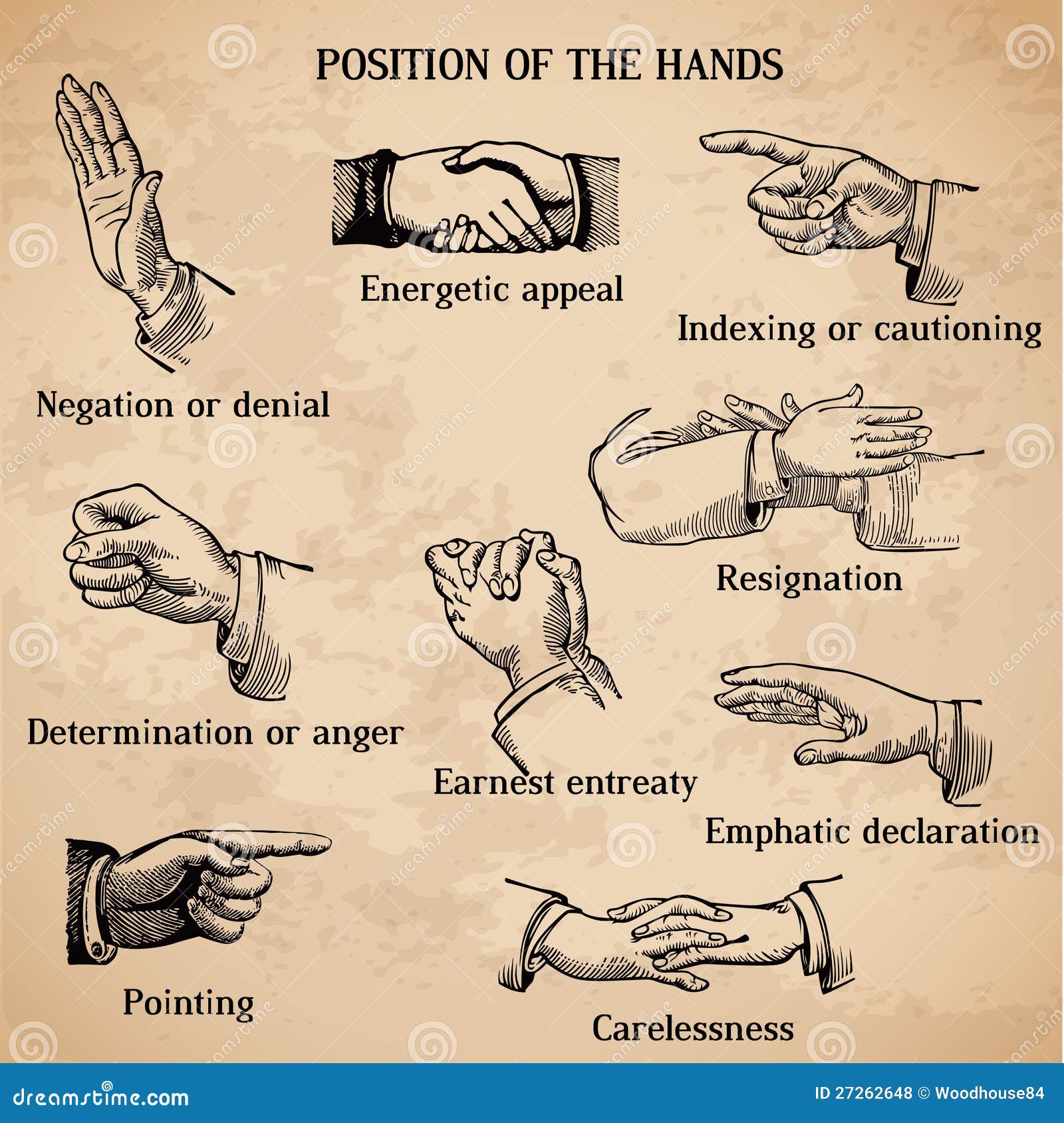 Set of vintage hands stock vector. Illustration of human - 27262648