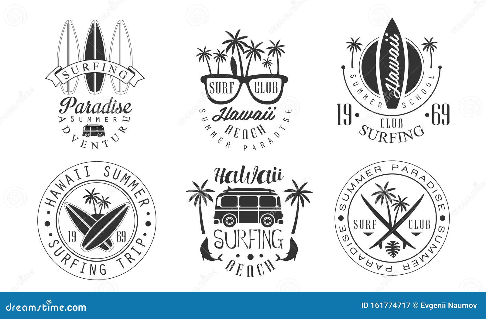 Hawaii Paradise, Since 1965 Logo Template, Black And White Vector ... Hawaii Paradise, Since 1965 Logo Template, Black And White Vector ...