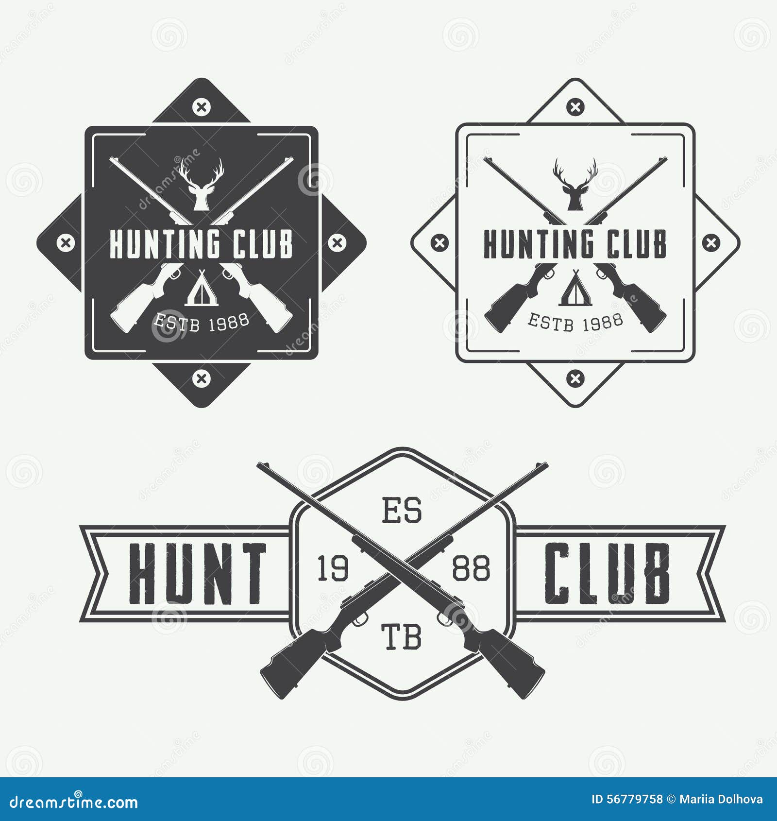 Set of Vintage Hunting Labels, Logo, Badge and Design Elements. Stock ...