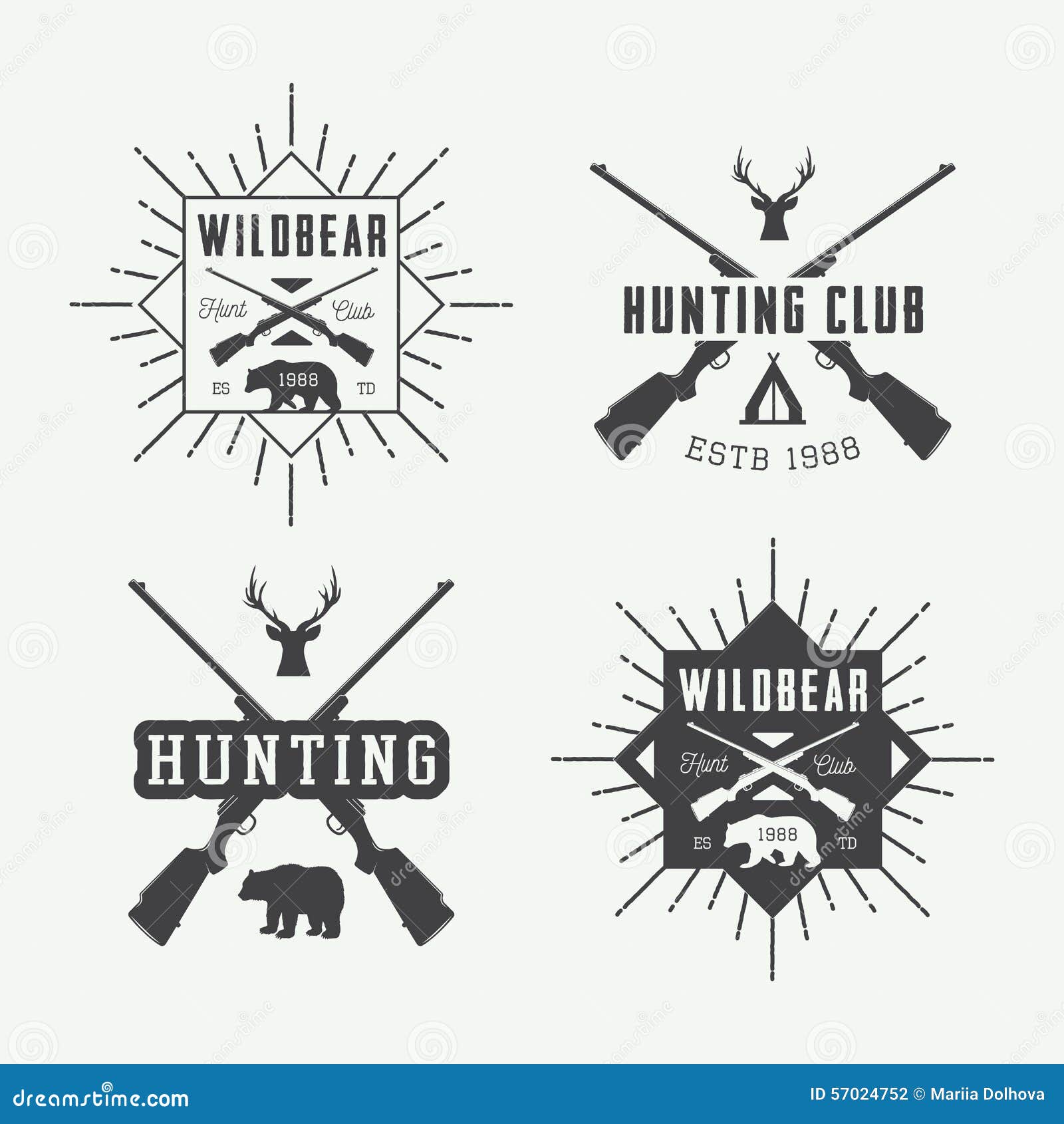Set of Vintage Hunting Labels, Logo, Badge and Design Elements. Stock ...