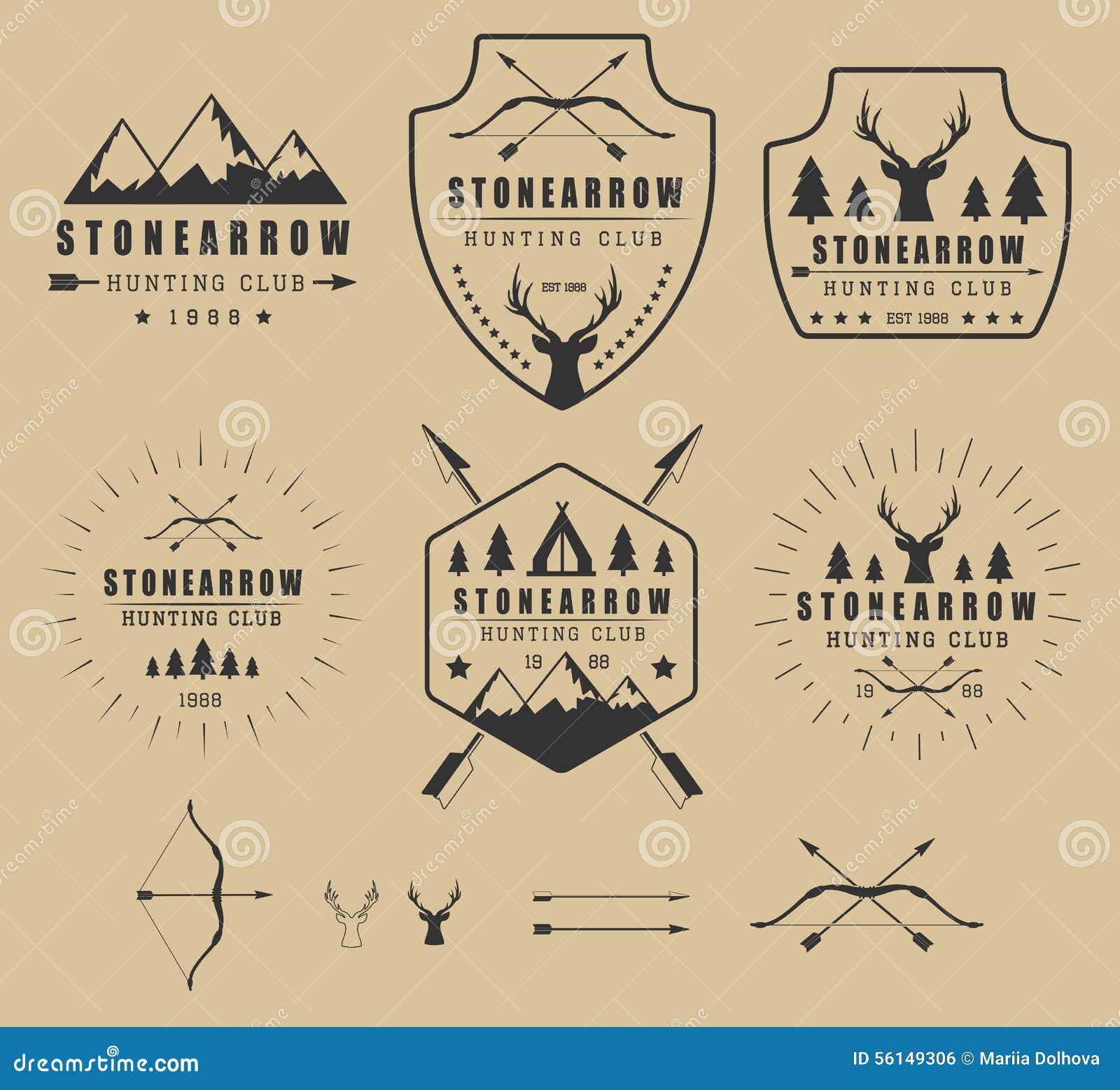 Set of Vintage Hunting Logos, Labels, Badges and Elements Stock Vector ...