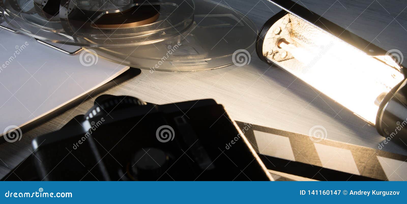 Set of Vintage Items for Filming, on Film, on a Light Table Stock Image ...