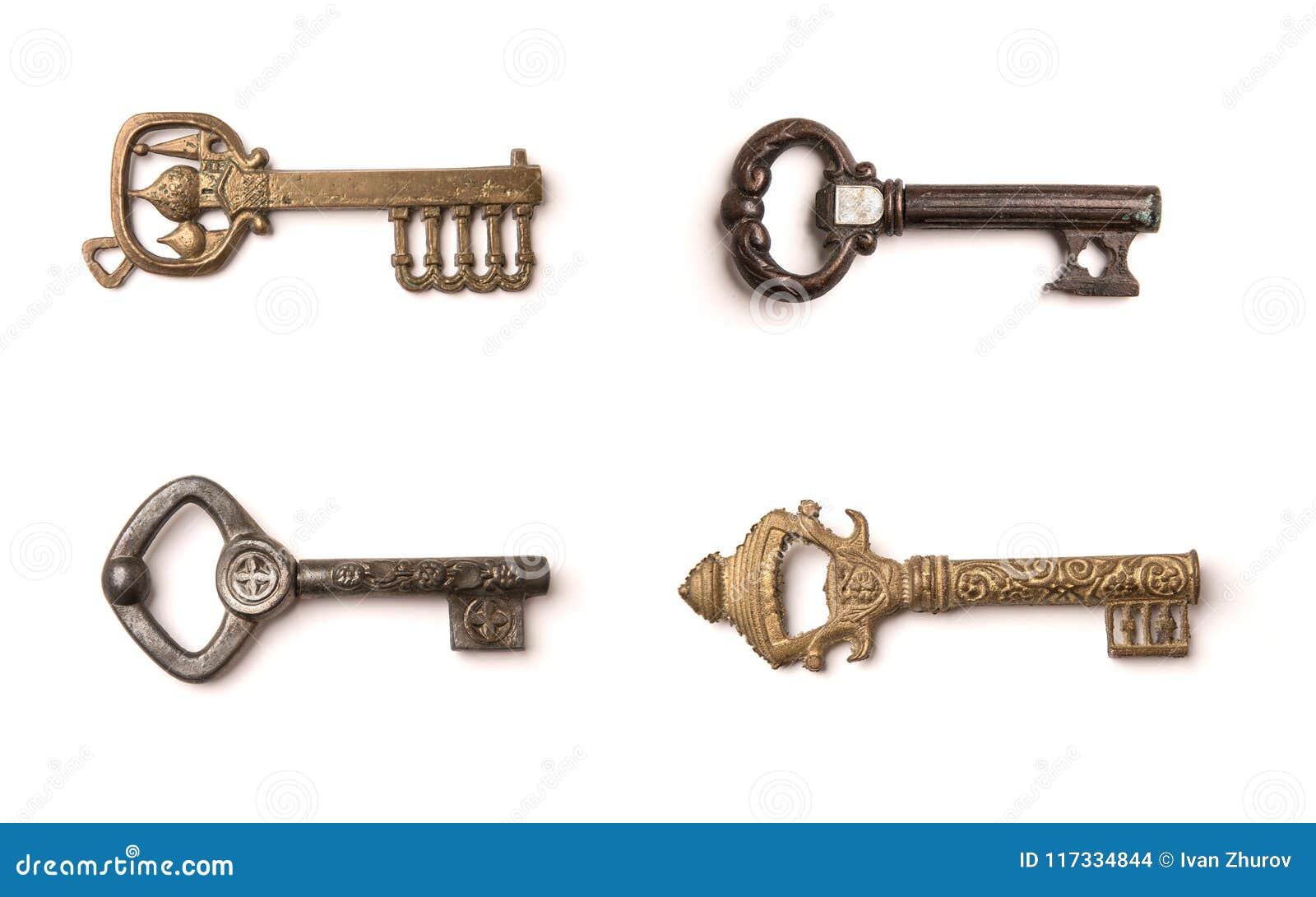 Set of Vintage Keys Isolated on a White Background Stock Photo - Image ...