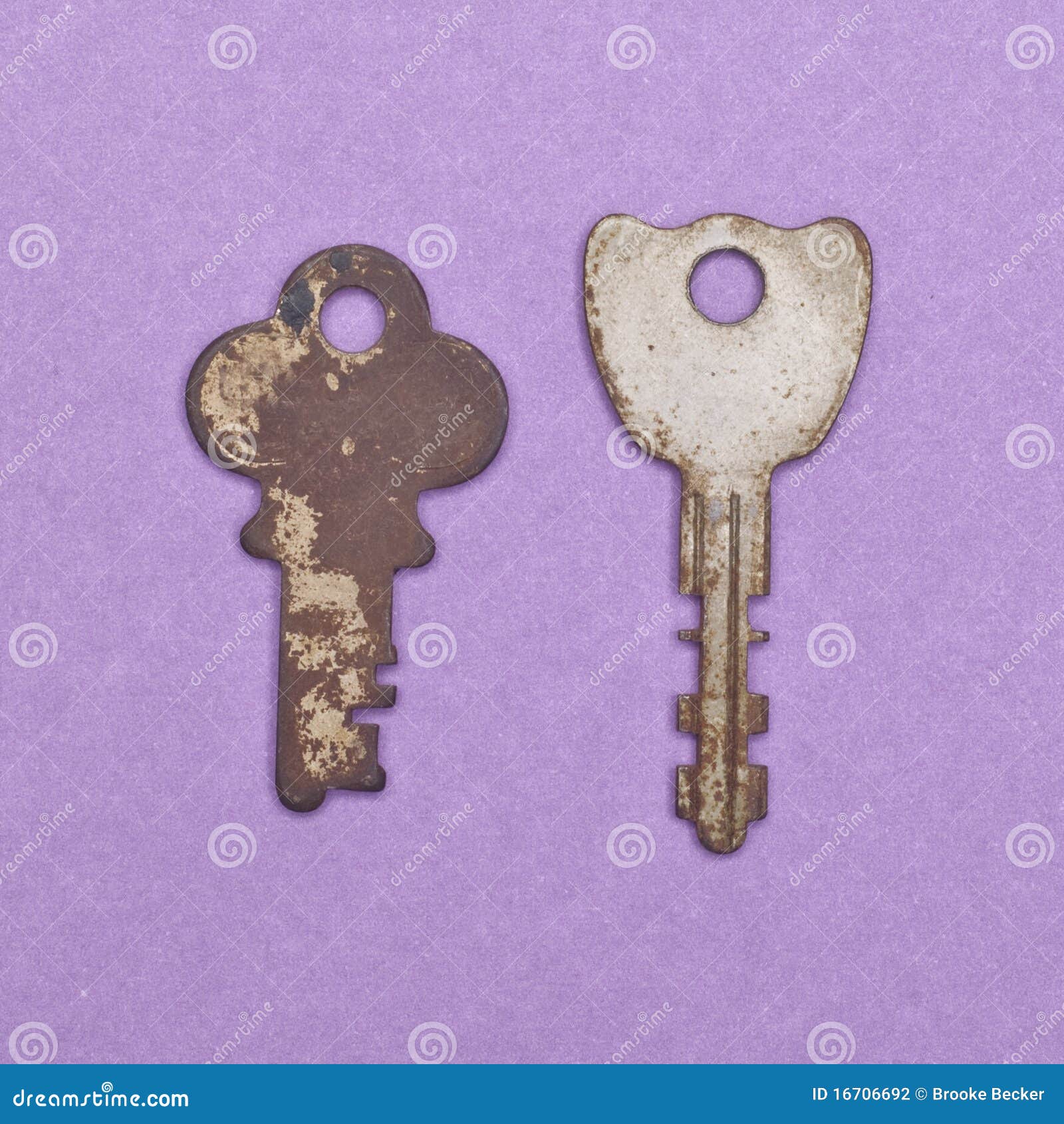 Set of Vintage Keys on a Purple Background. Stock Photo - Image of ...