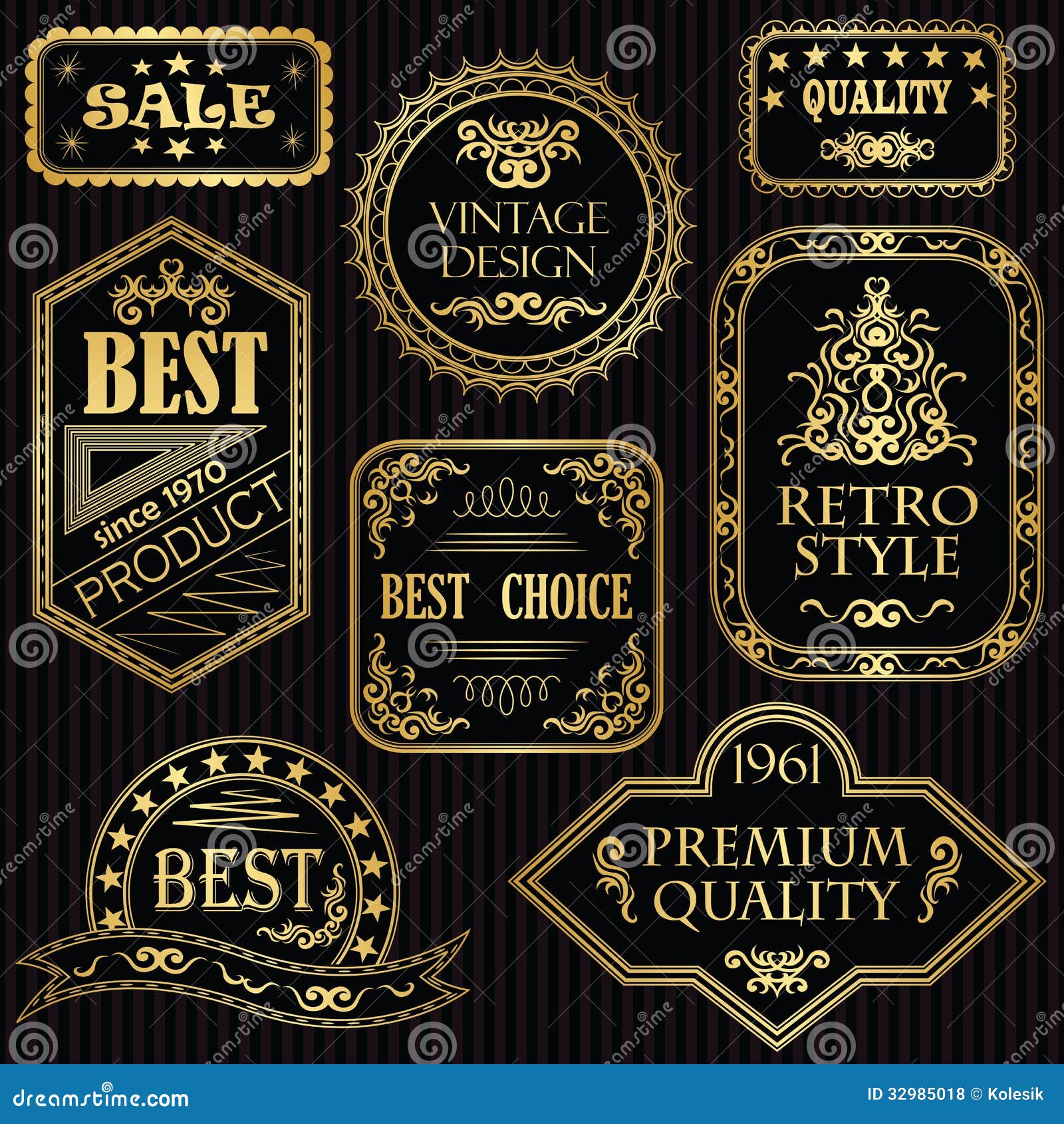 Set of Vintage Labels in Gold Stock Vector - Illustration of decoration ...