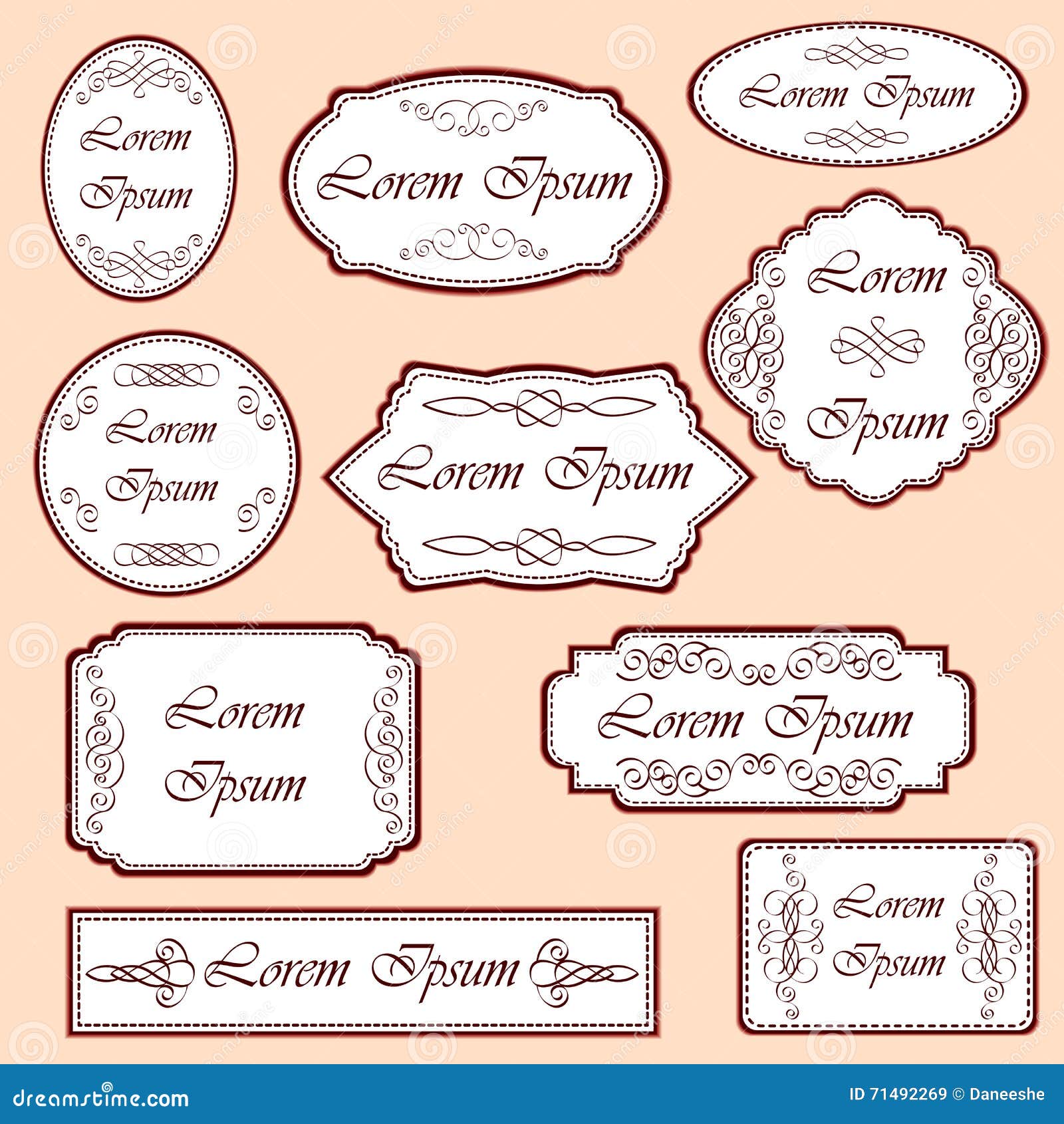 Set of Vintage Labels with Swirl Ornaments Stock Vector - Illustration ...