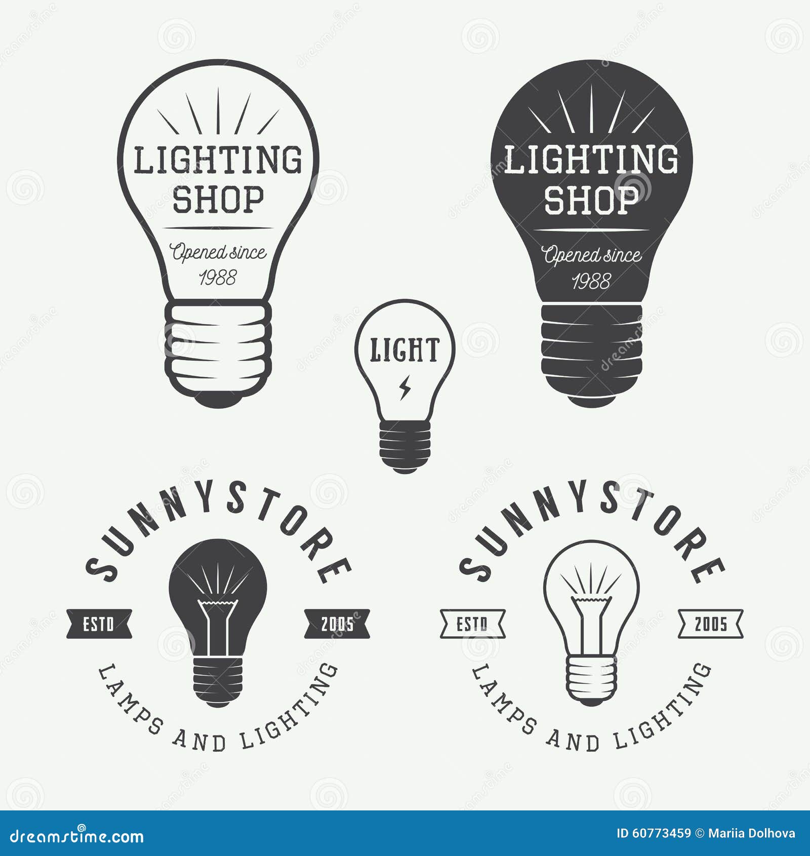 Set of Vintage Lamps and Lighting Logo, Emblems, Badge Stock Vector ...