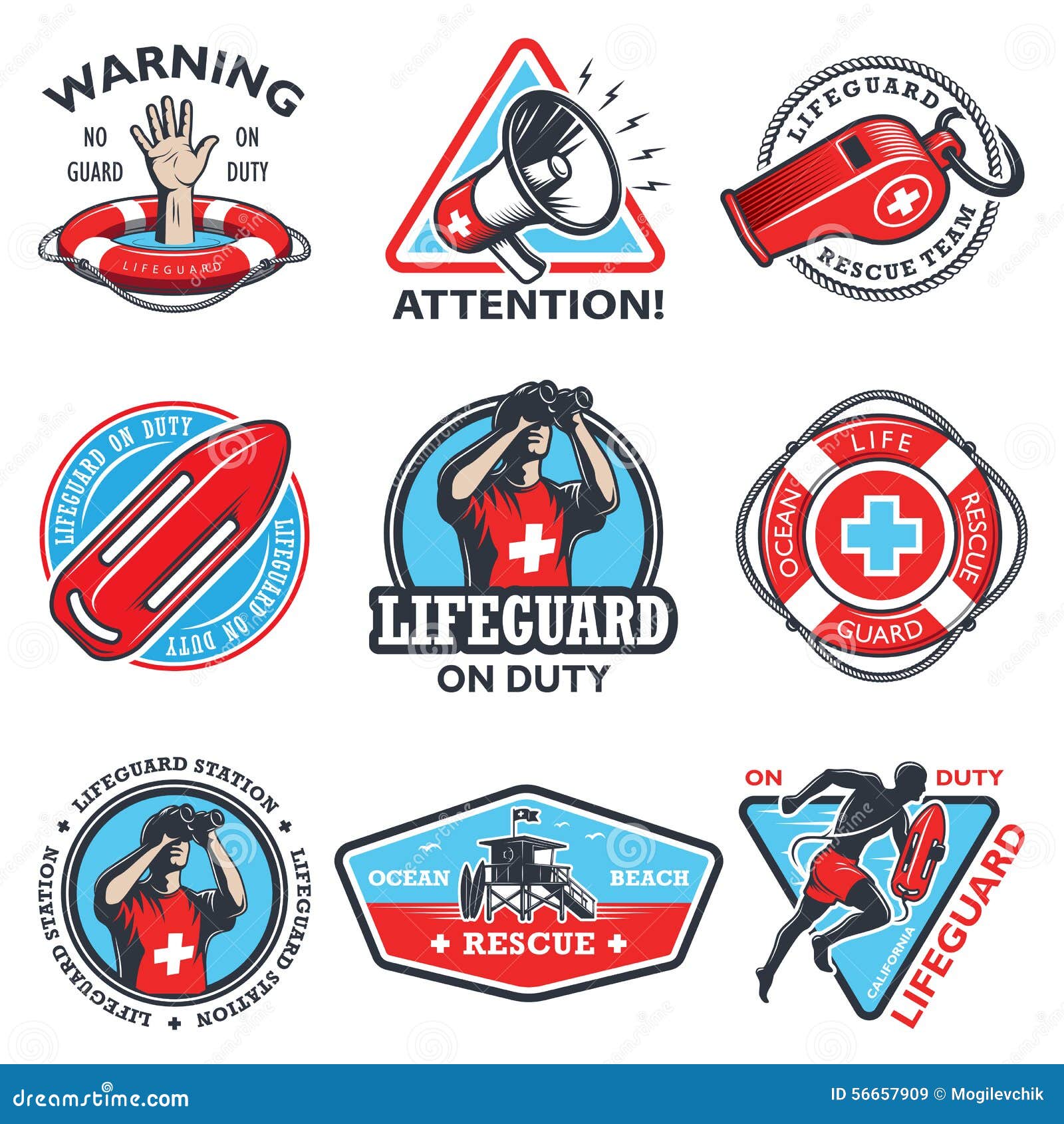 Set Of Vintage Lifeguard Emblems Royalty-Free Stock Photography ...
