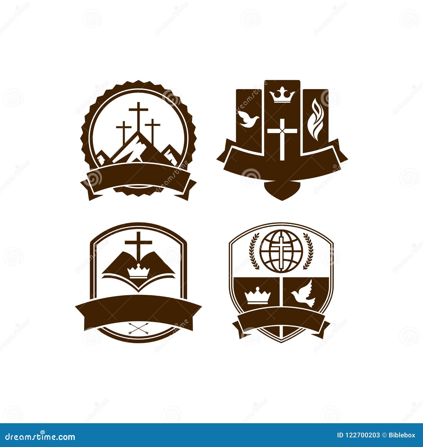 Set of Vintage Logos Christian Church Stock Vector - Illustration of ...