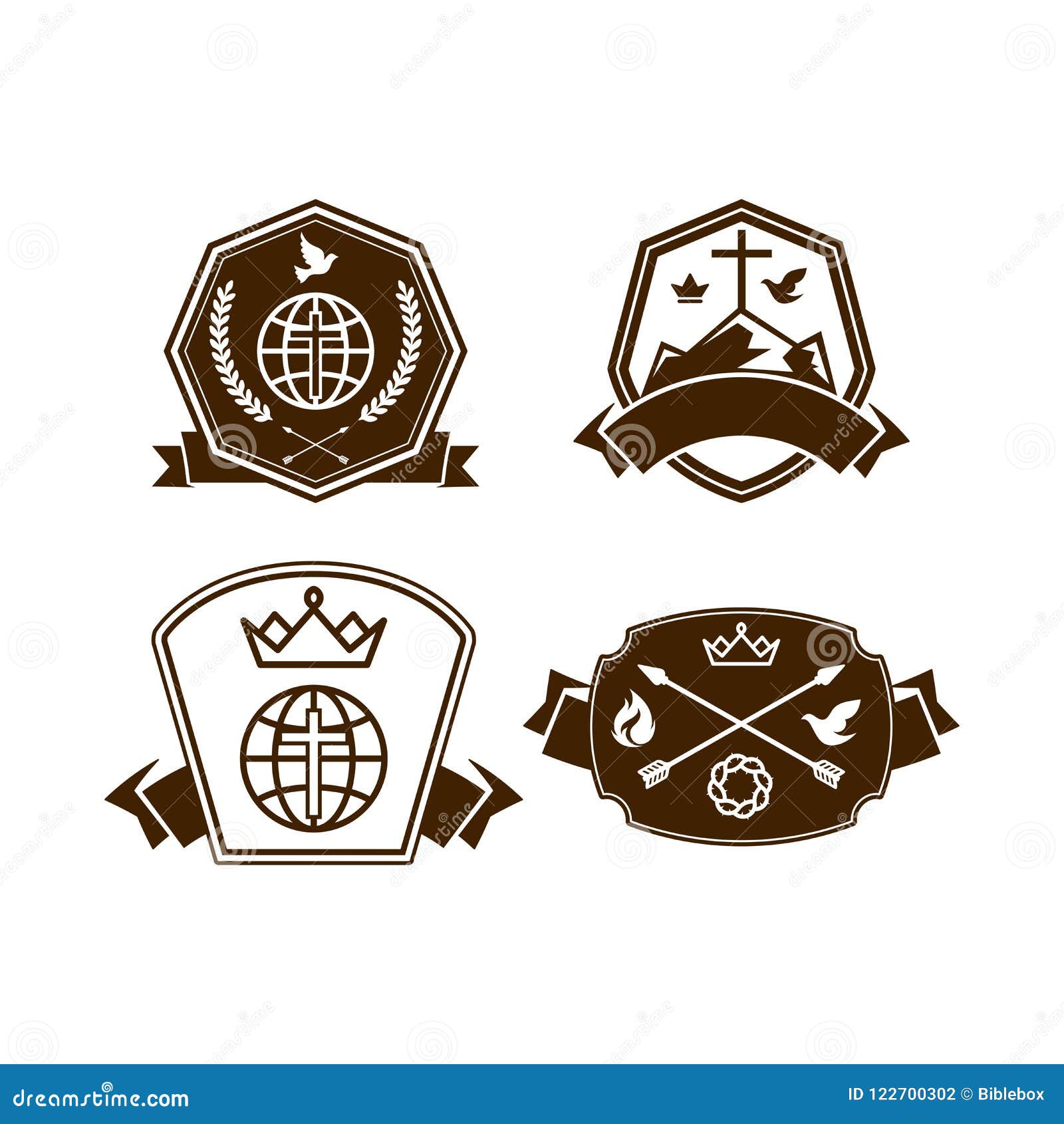 Set of Vintage Logos Christian Church Stock Vector - Illustration of ...
