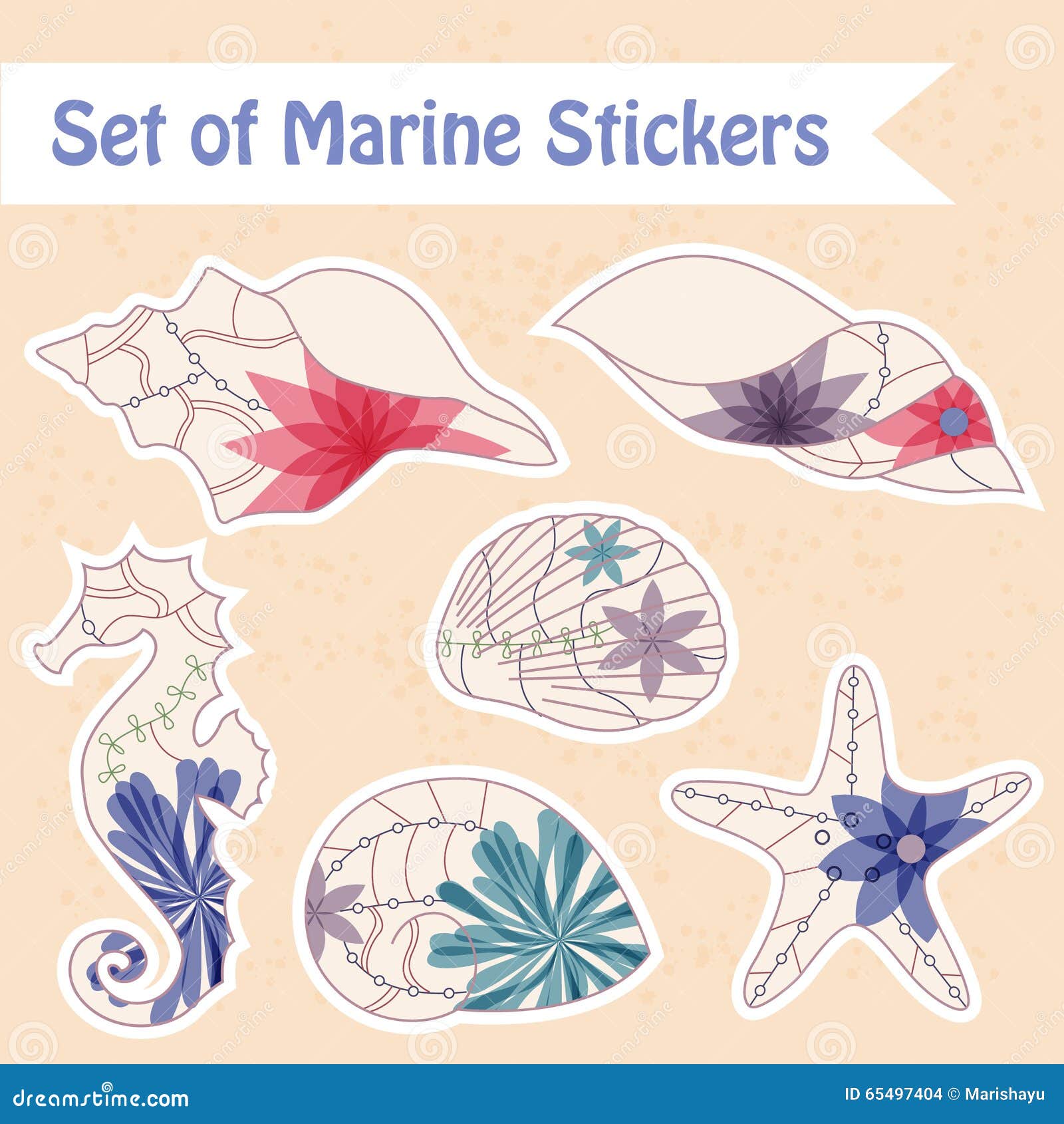 Set of Vintage Marine Stickers Stock Vector - Illustration of horse ...