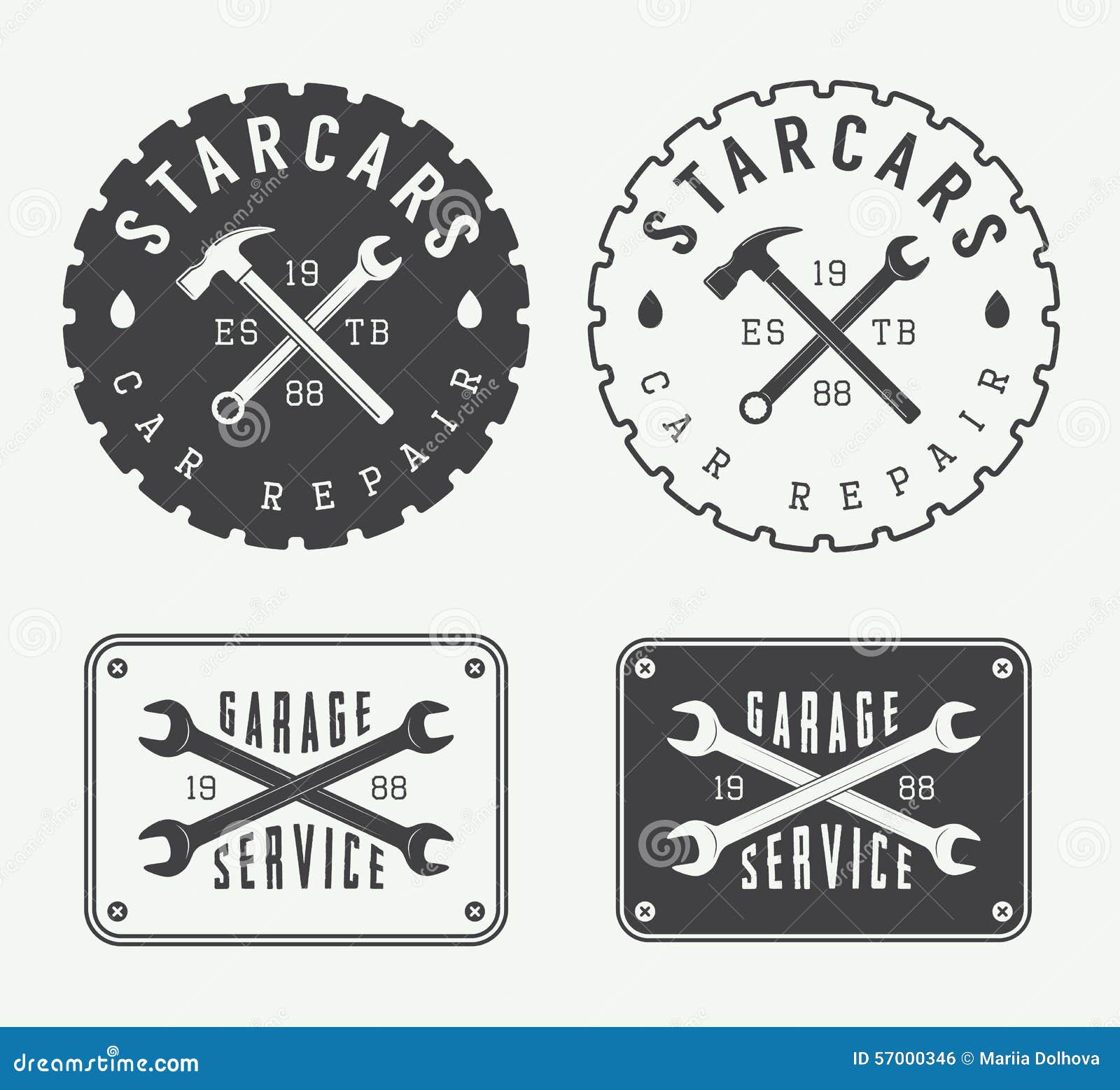Set of Vintage Mechanic Labels, Emblems and Logo. Stock Vector ...