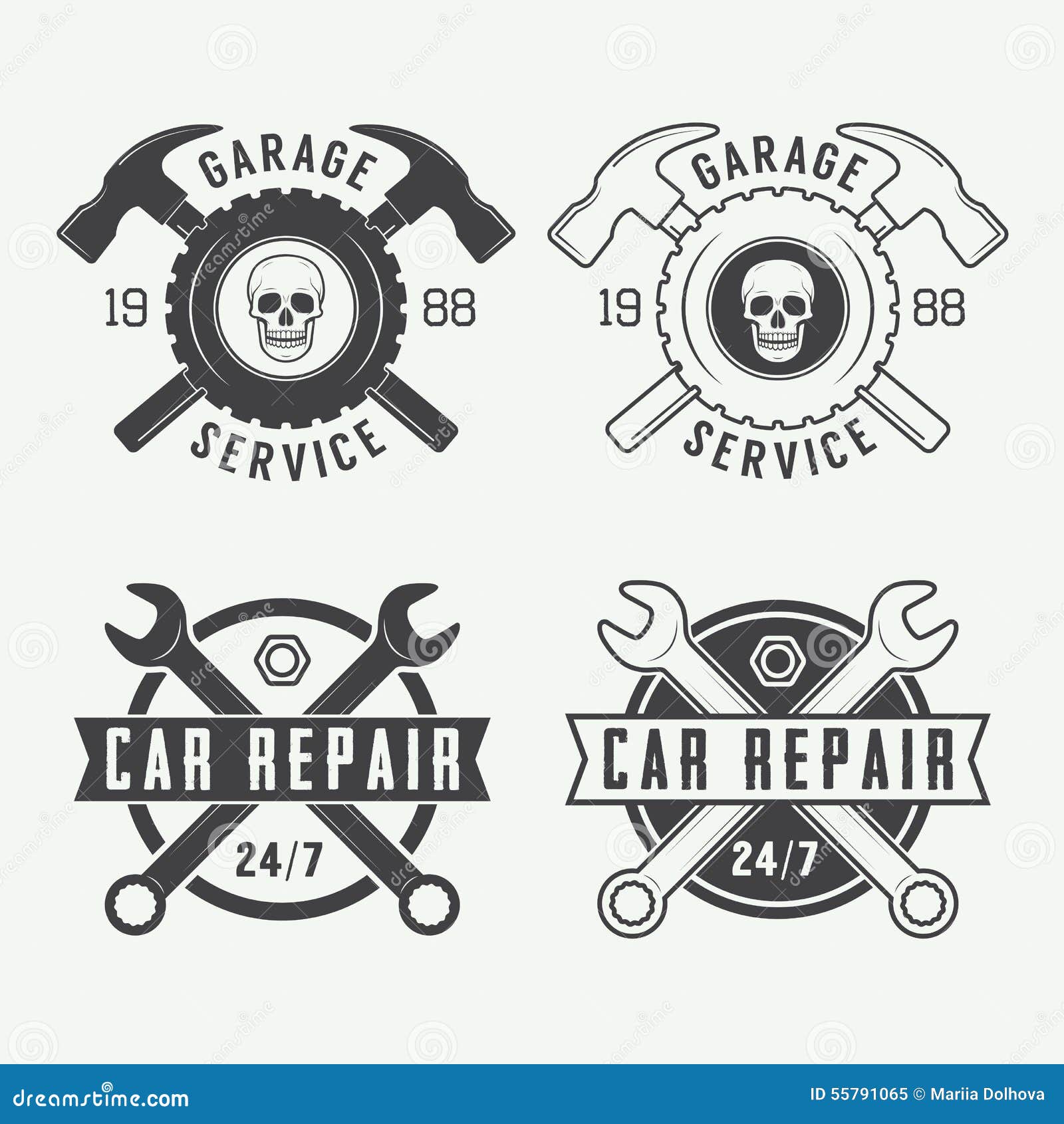 Set of Vintage Mechanic Labels, Emblems and Logo. Vector Illustration ...