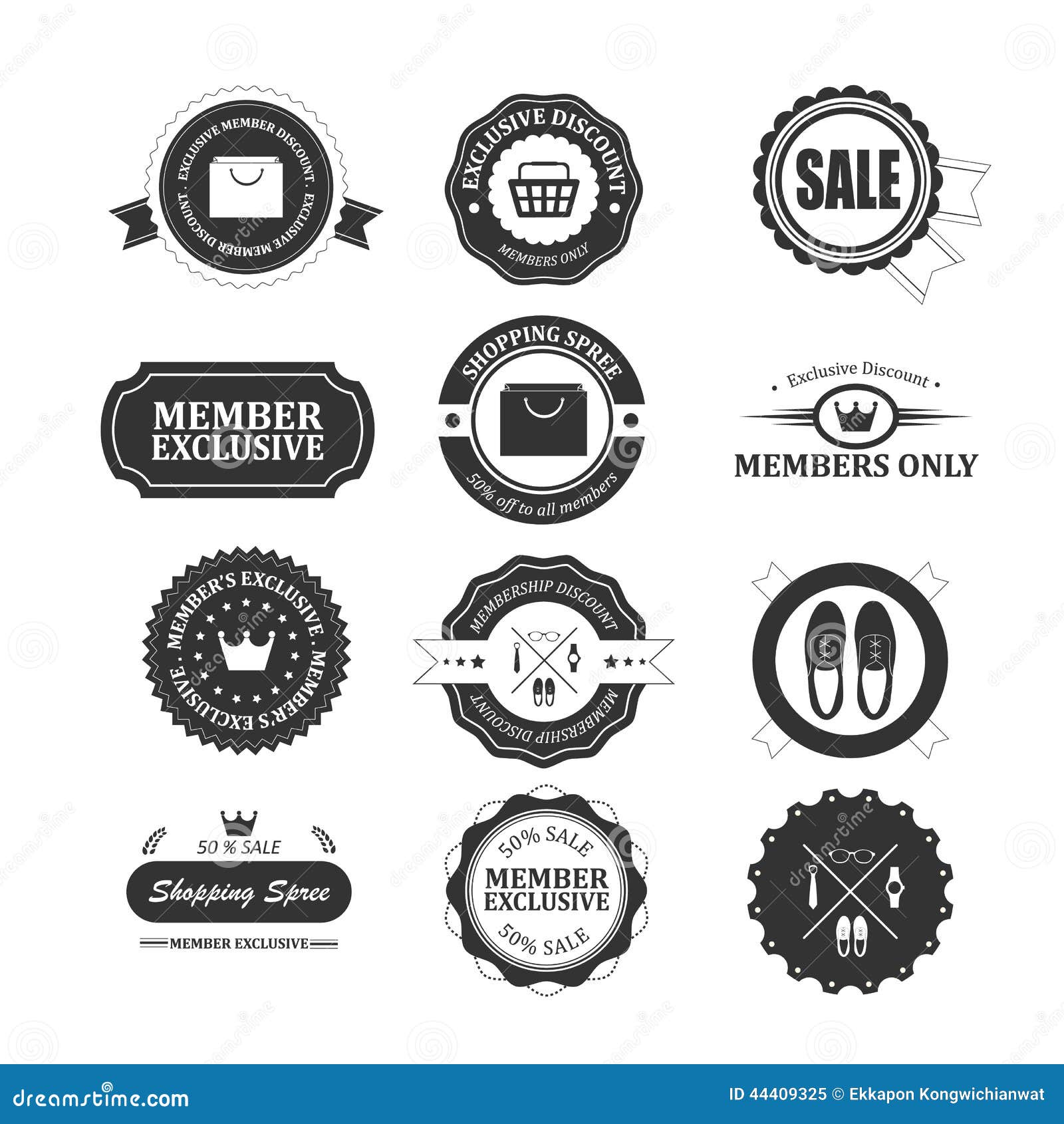 Set of Vintage Membership Badges and Labels Stock Vector - Illustration ...