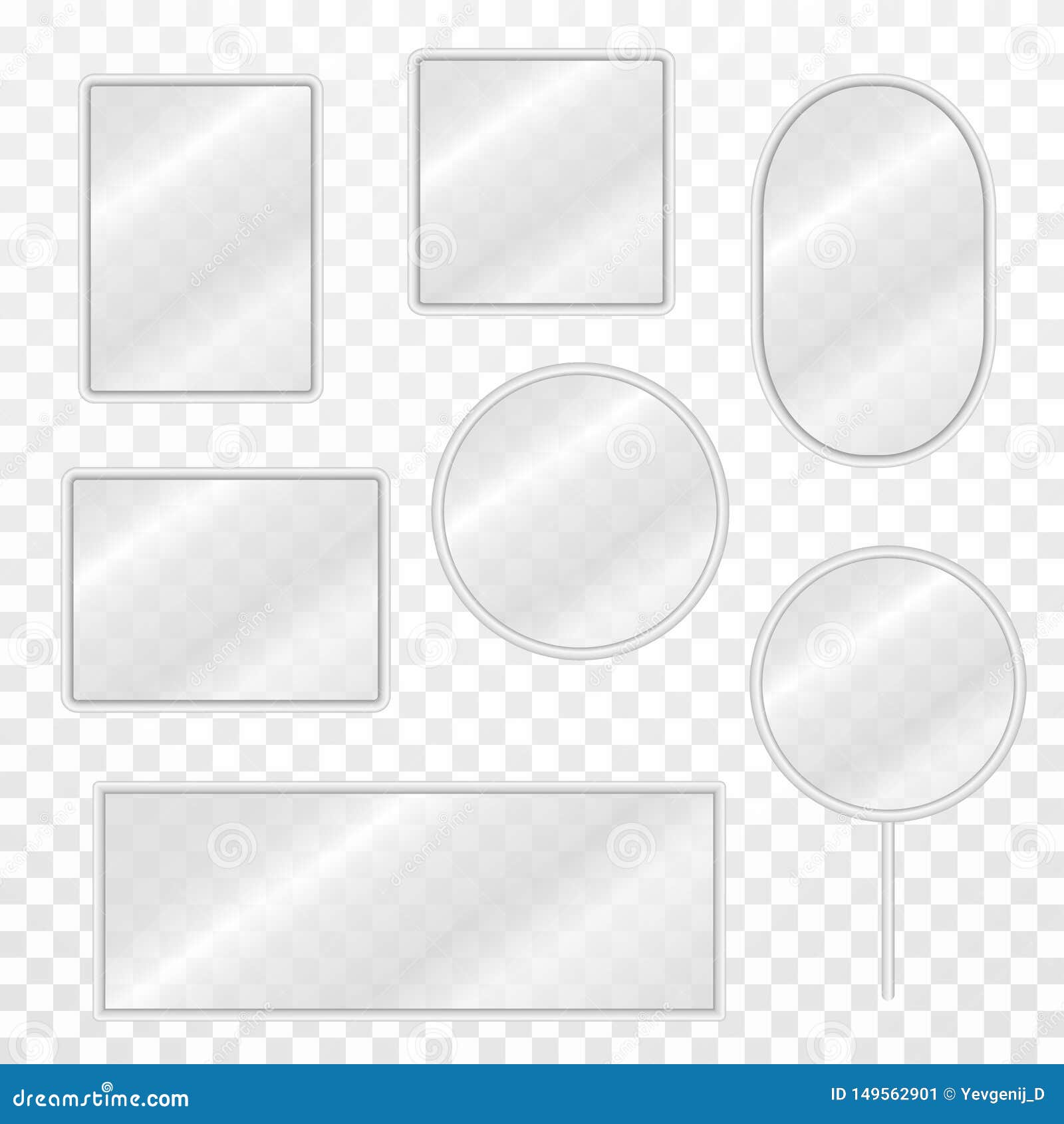 Set of Vintage Mirrors with Blurry Reflection. Realistic Mirror Frames ...