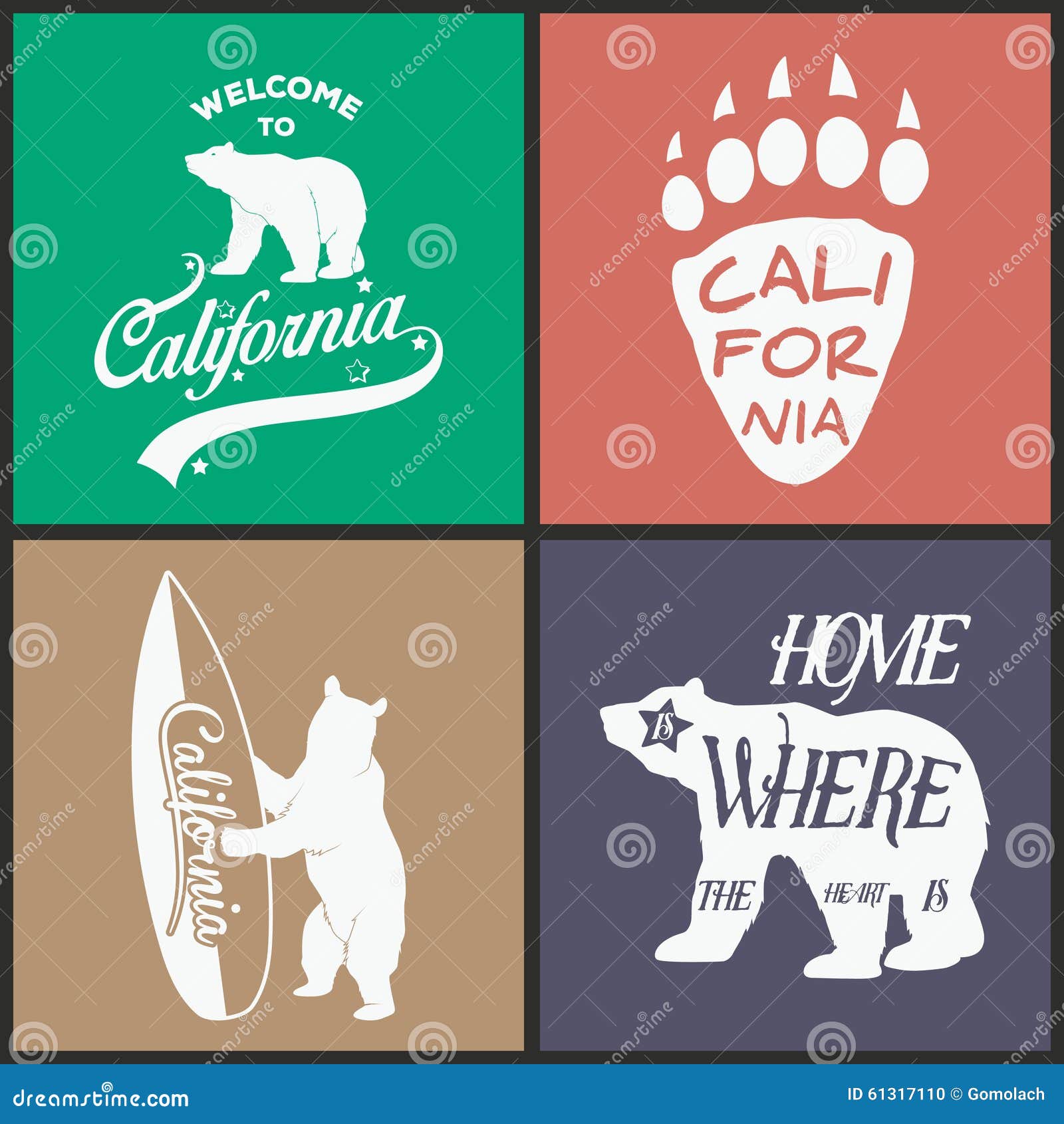 Set Vintage Monochrome California Emblem Stock Illustrations – 51 Set ...