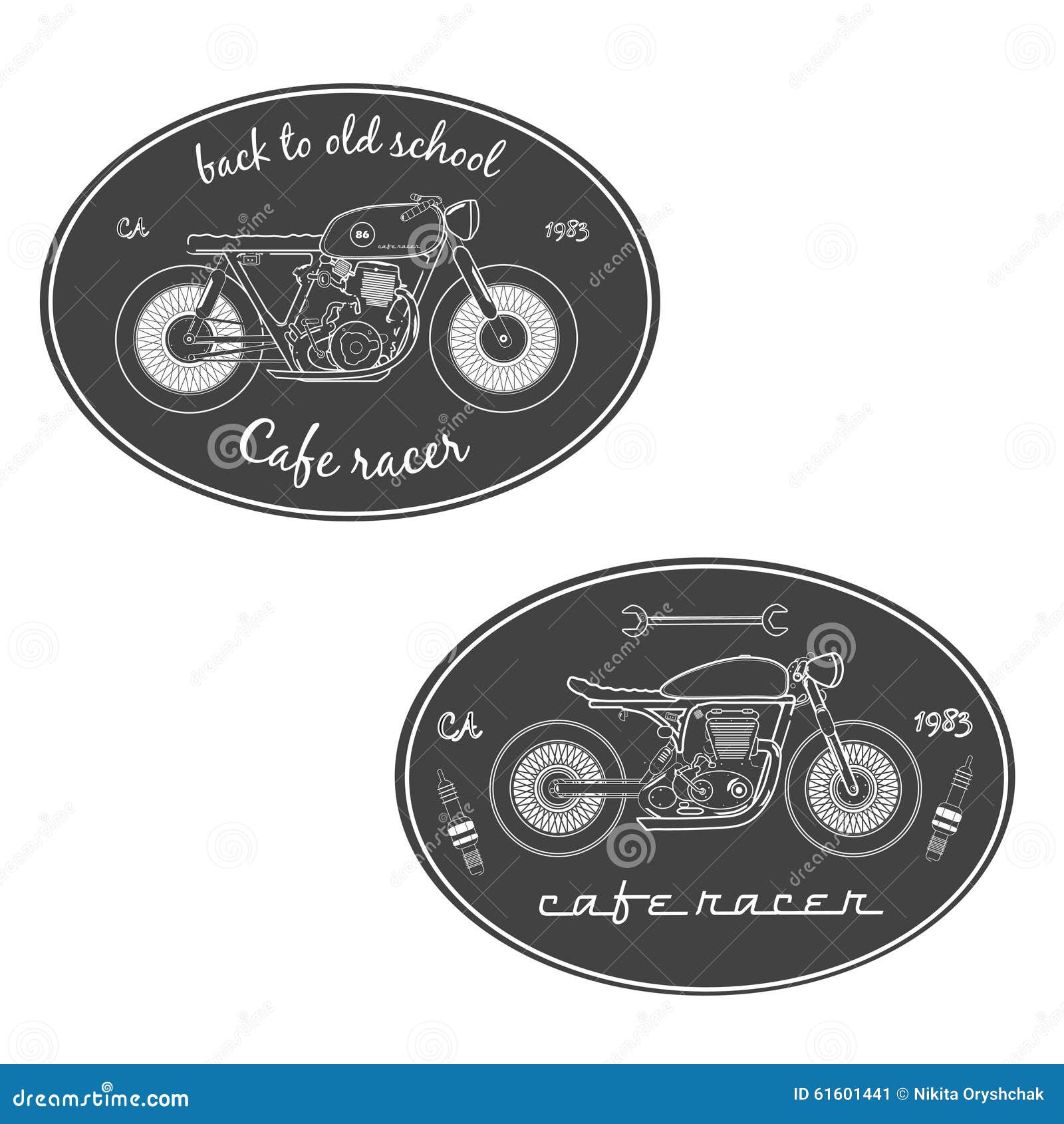 Set of Vintage Motorcycle Labels Stock Illustration - Illustration of ...