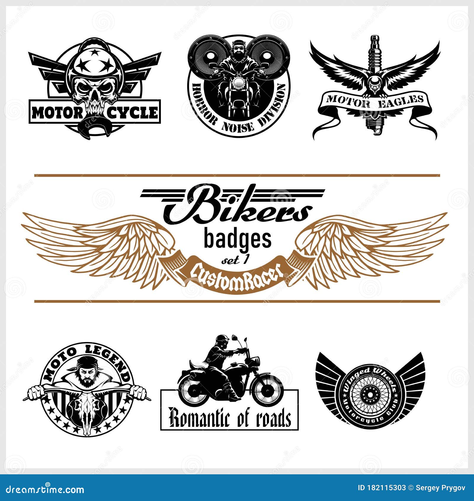 Set of Vintage Motorcycle Labels, Badges and Design Elements Stock ...