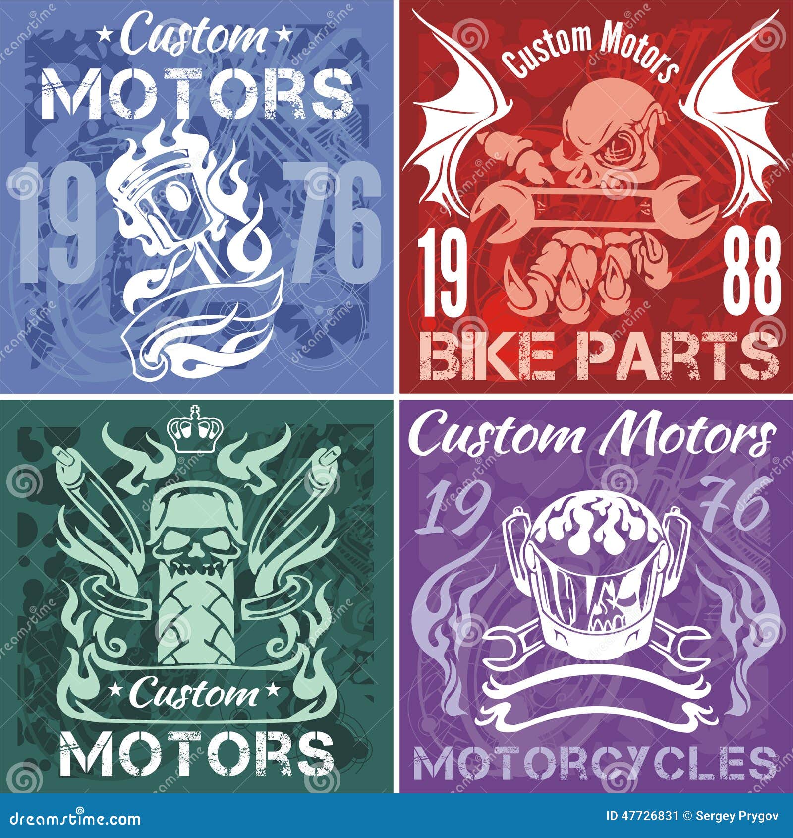 Set of Vintage Motorcycle Labels. Vector Stpck Stock Vector ...