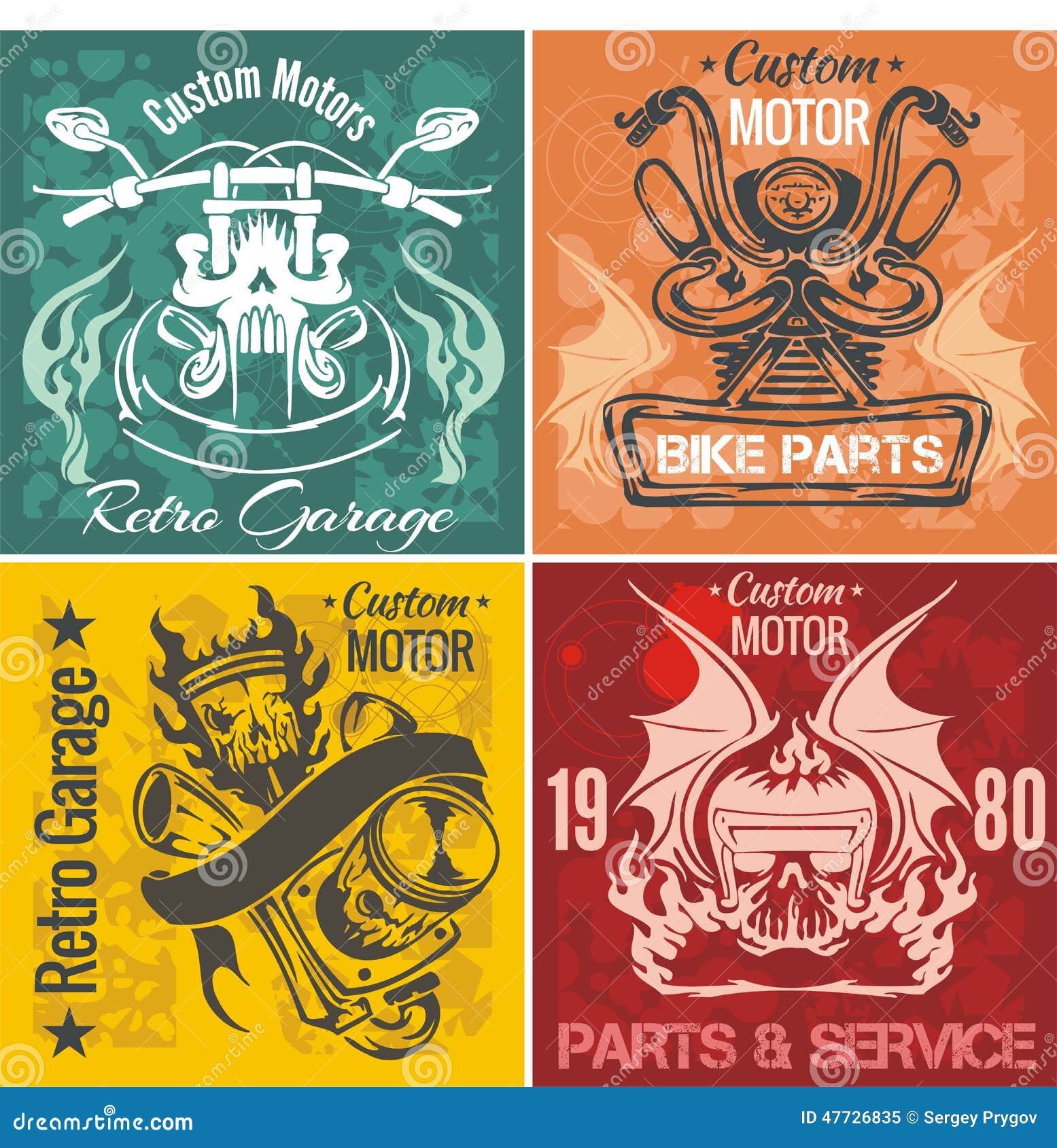 Set of Vintage Motorcycle Labels. Vector Stpck Stock Vector ...