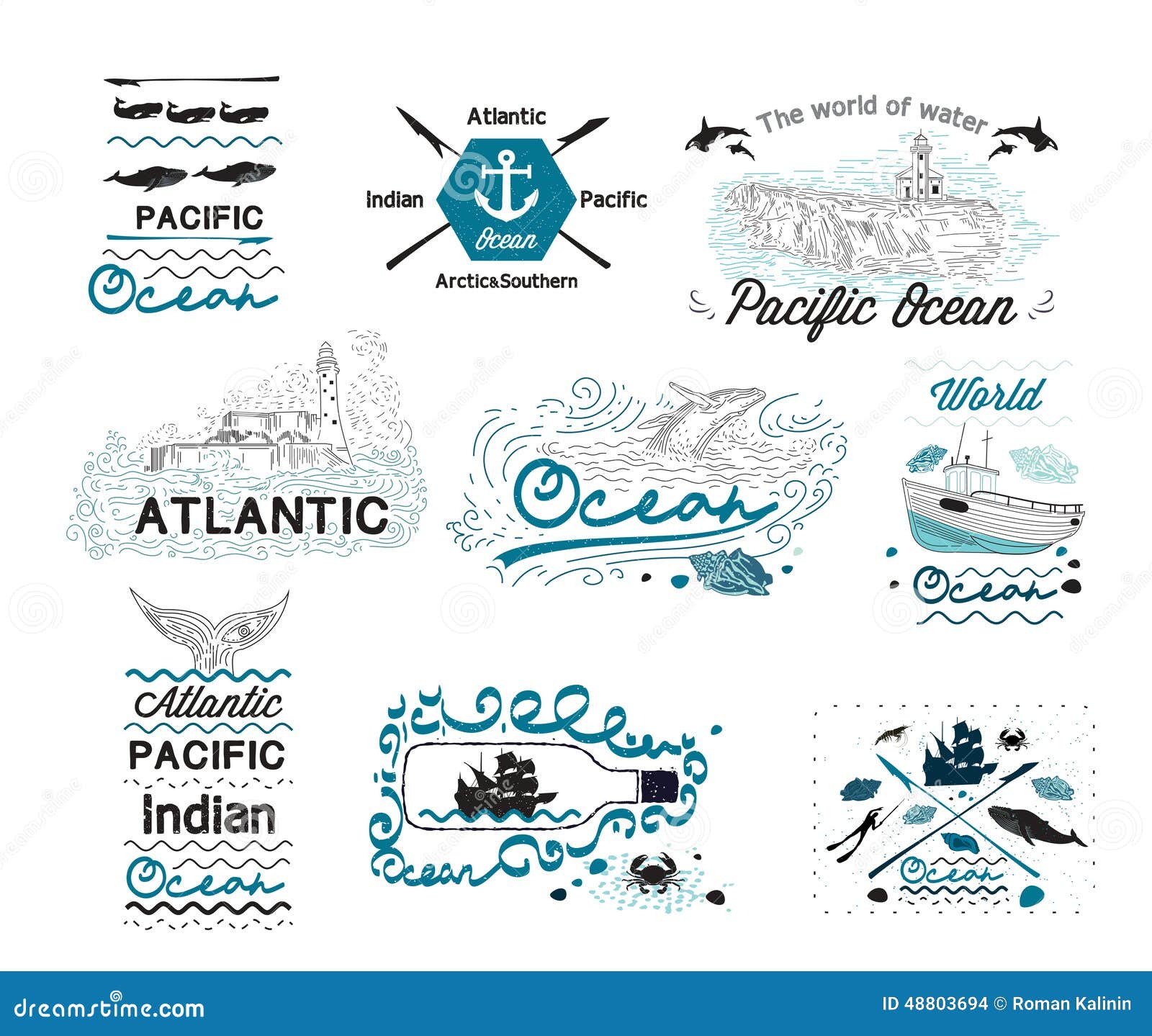 Nautical Labels Set. Helm And Anchor Isolated On White. Ship And Boat ...